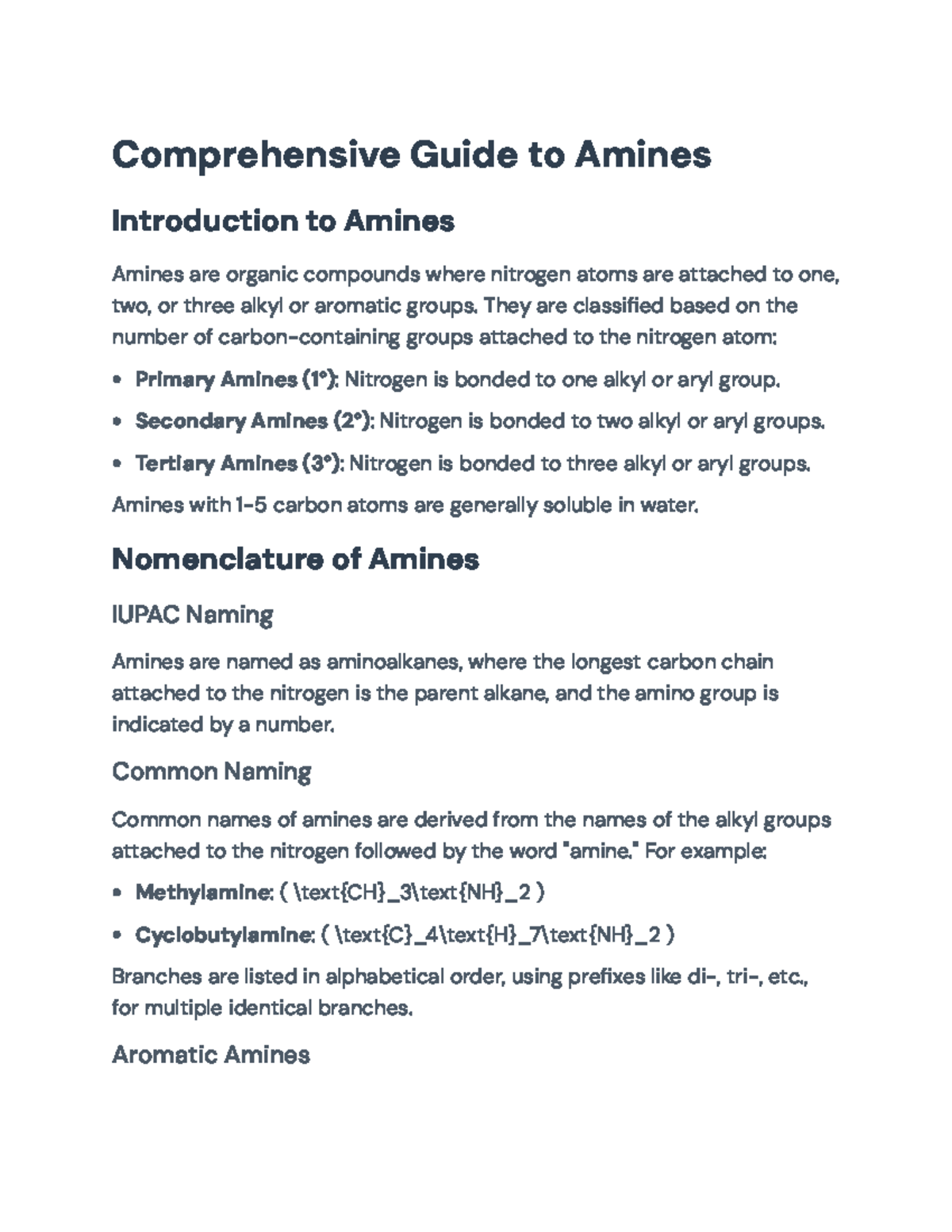 Comprehensive Guide to Amines: Properties, Nomenclature, and Applications - Comprehensive Guide ...