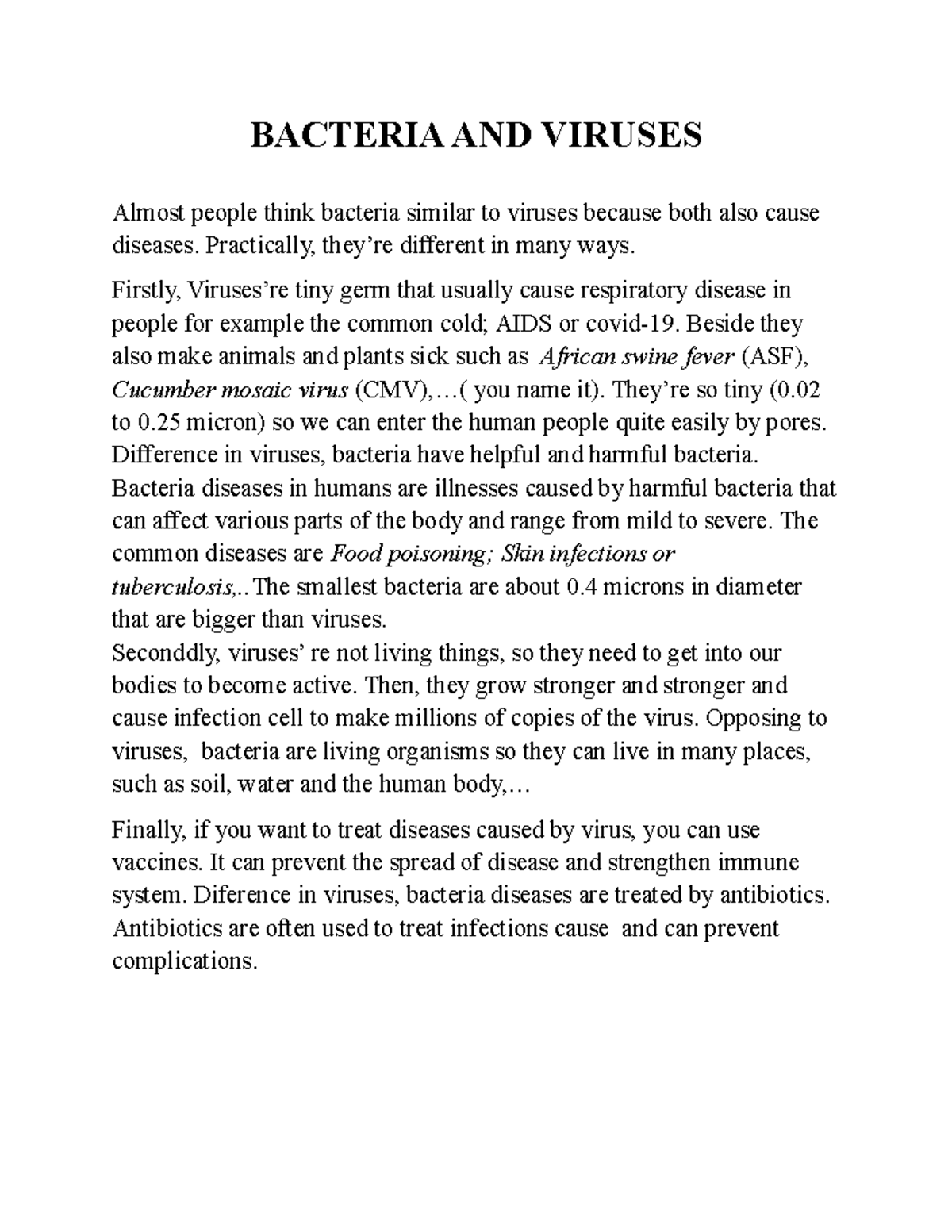 Bacteria vs. Viruses: Key Differences and Disease Impacts - 123 - Studocu