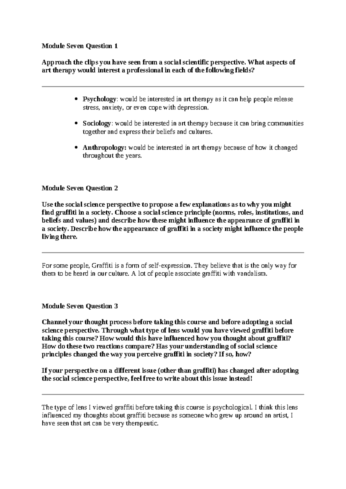 SCS 200 Module 7: Art Therapy & Graffiti from a Social Science Lens ...