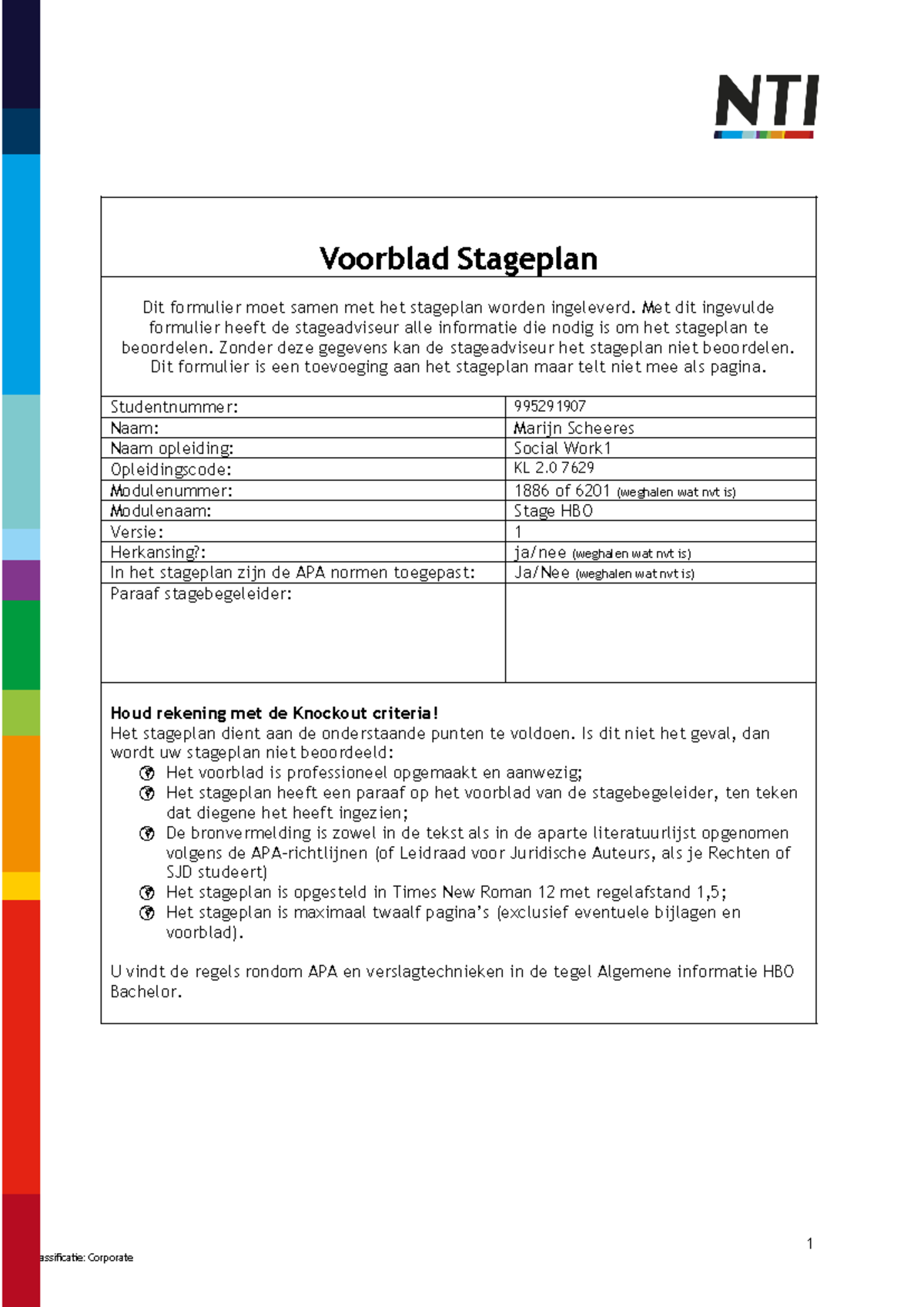 Stageplan Social Work bij Boomerangzorg - KL 2.0 7629 - Studeersnel
