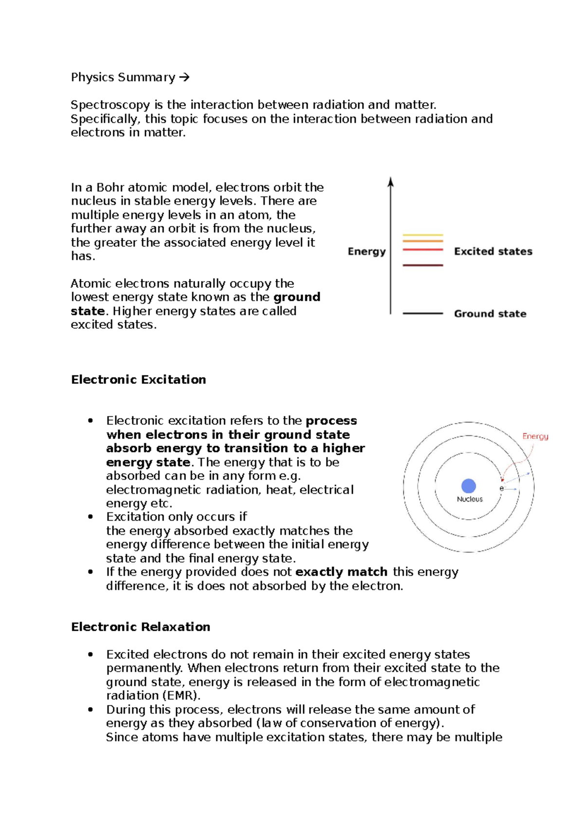 Physics Summary: Spectroscopy and Electronic Transitions - Studocu