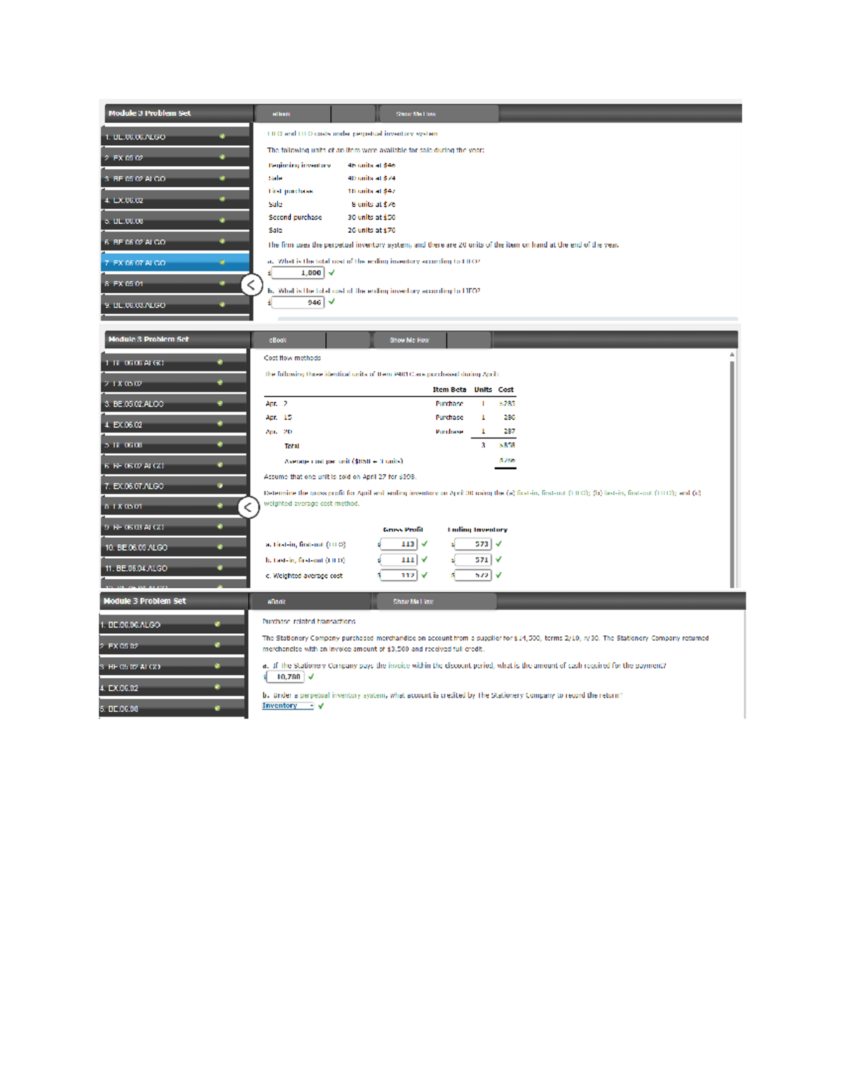 Module 3 Ceneage 3-1 - Module 3 Problem Set eBook Show Me How 1. BE.06 ...