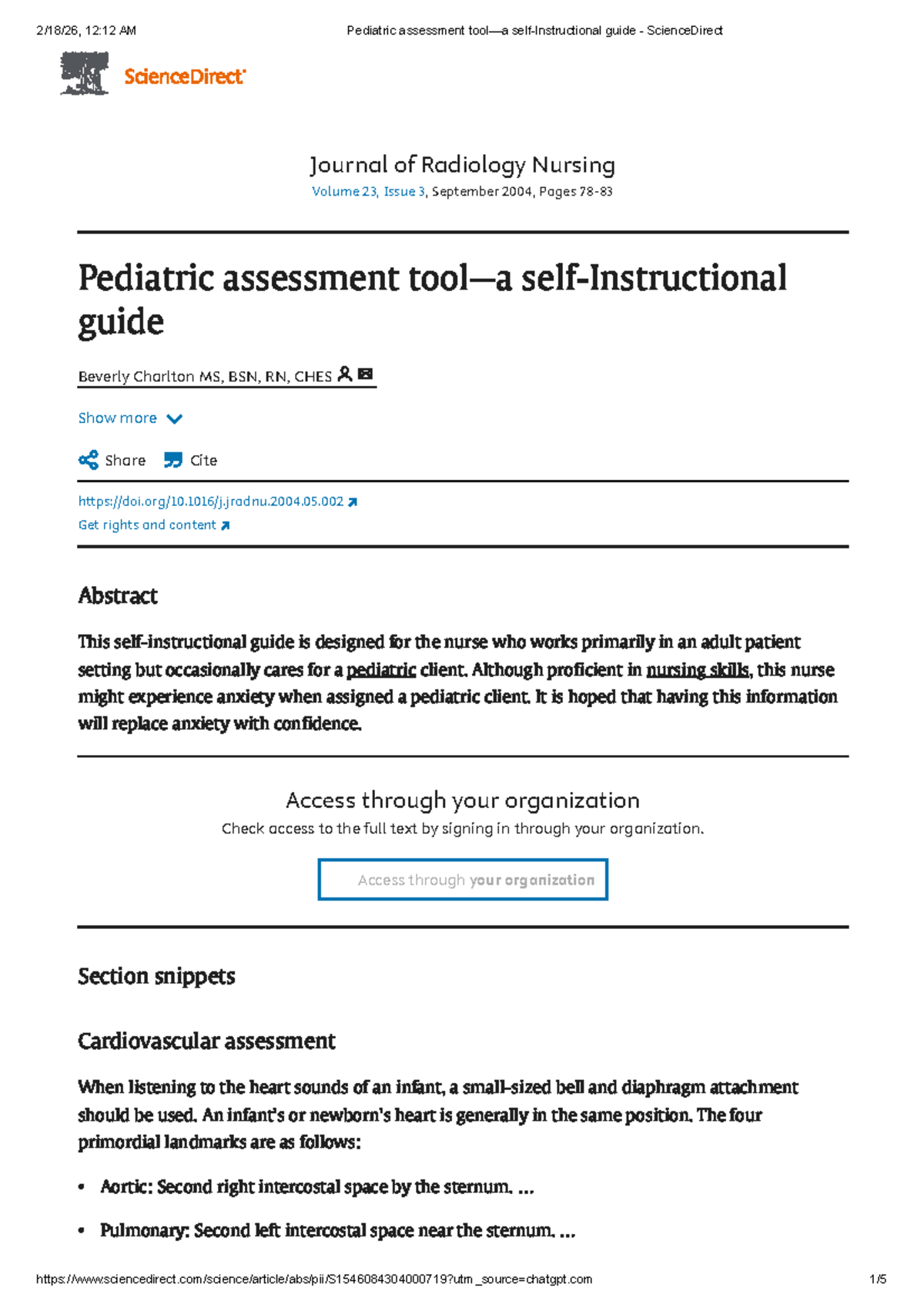 Pediatric Assessment Tool: A Self-Instructional Guide (Nursing) - Studocu