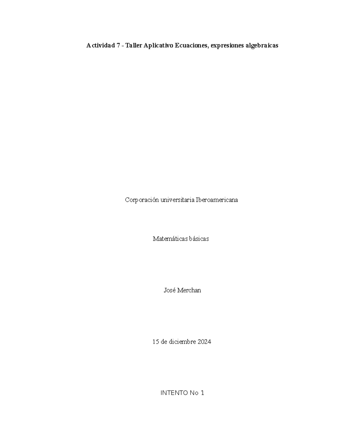 Actividad 7 - Taller Aplicativo Matemáticas Básicas - Laboratorio - Studocu