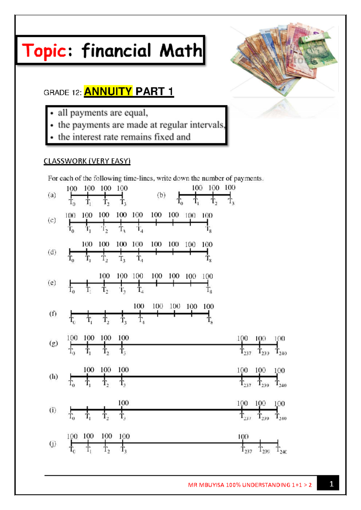 GRADE 12: ANNUITY CLASSWORK PART 1 - MR MBUYISA - Studocu