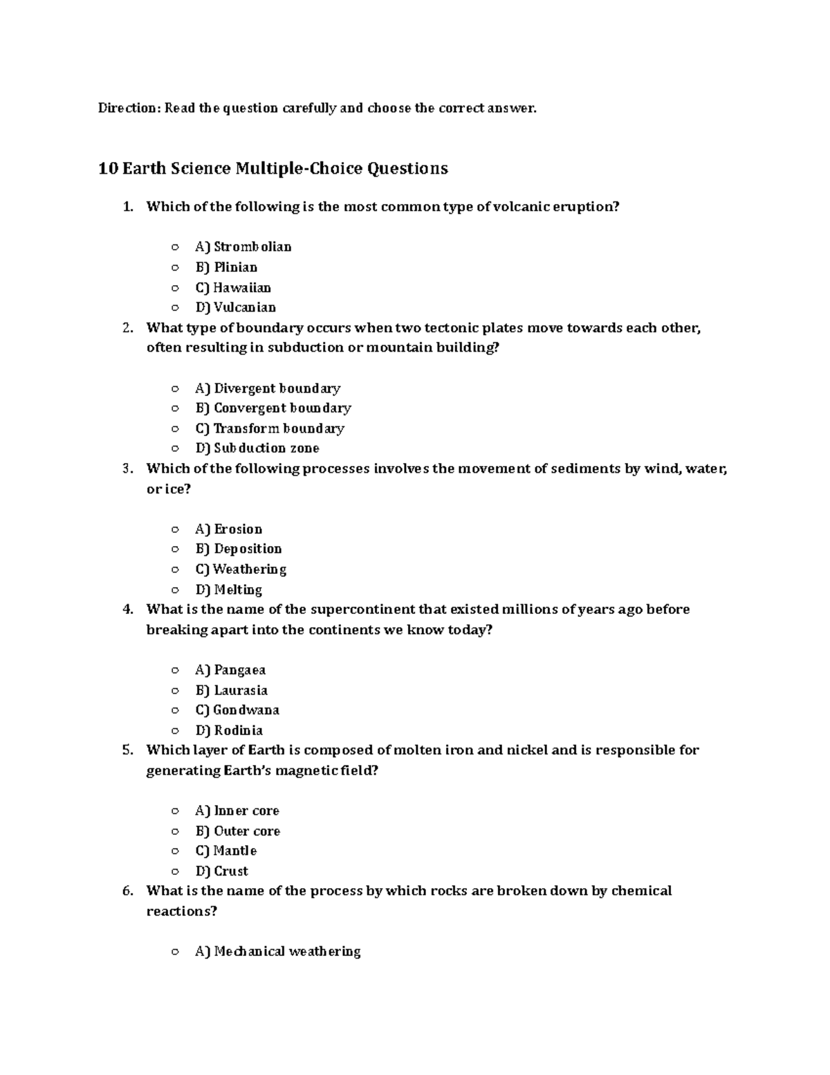 AA24 - This set covers foundational concepts in Earth science related ...