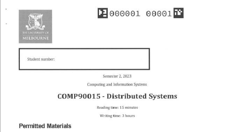 COMP90015 S2 2023 Practice Exam: Distributed Systems Challenges ...