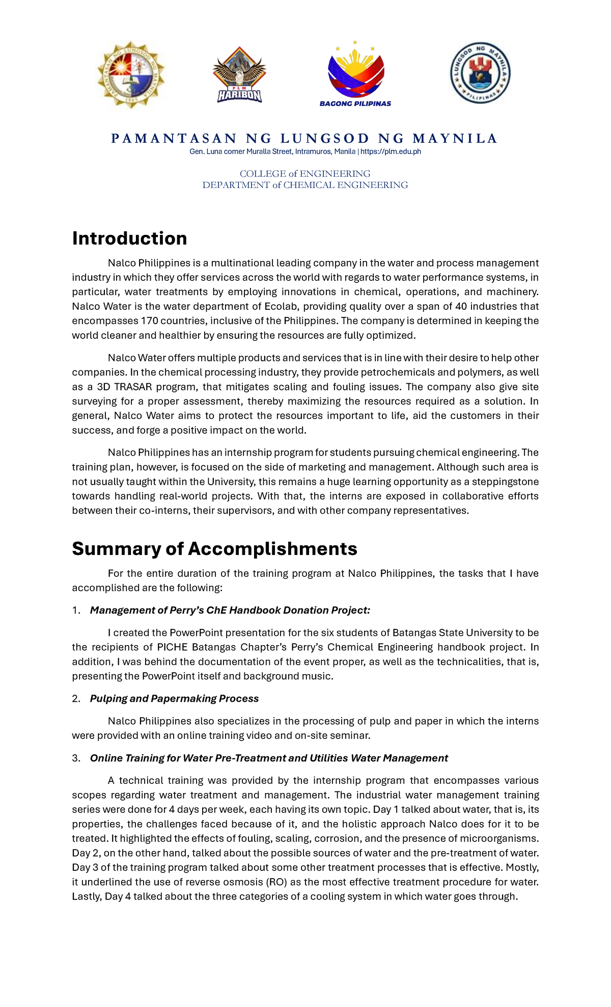 Accomplishment Report - Gen. Luna corner Muralla Street, Intramuros ...