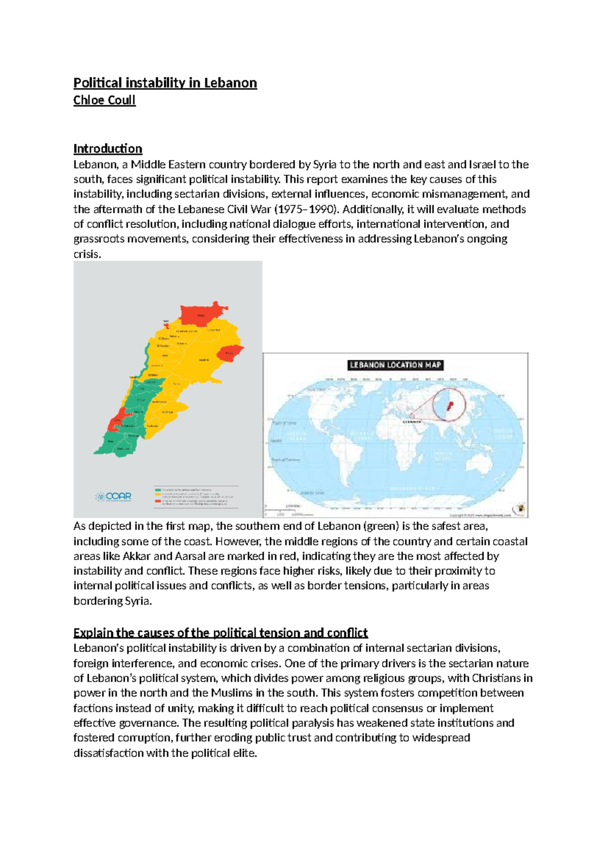 Political instabiltiy lebanon report - Political instability in Lebanon ...