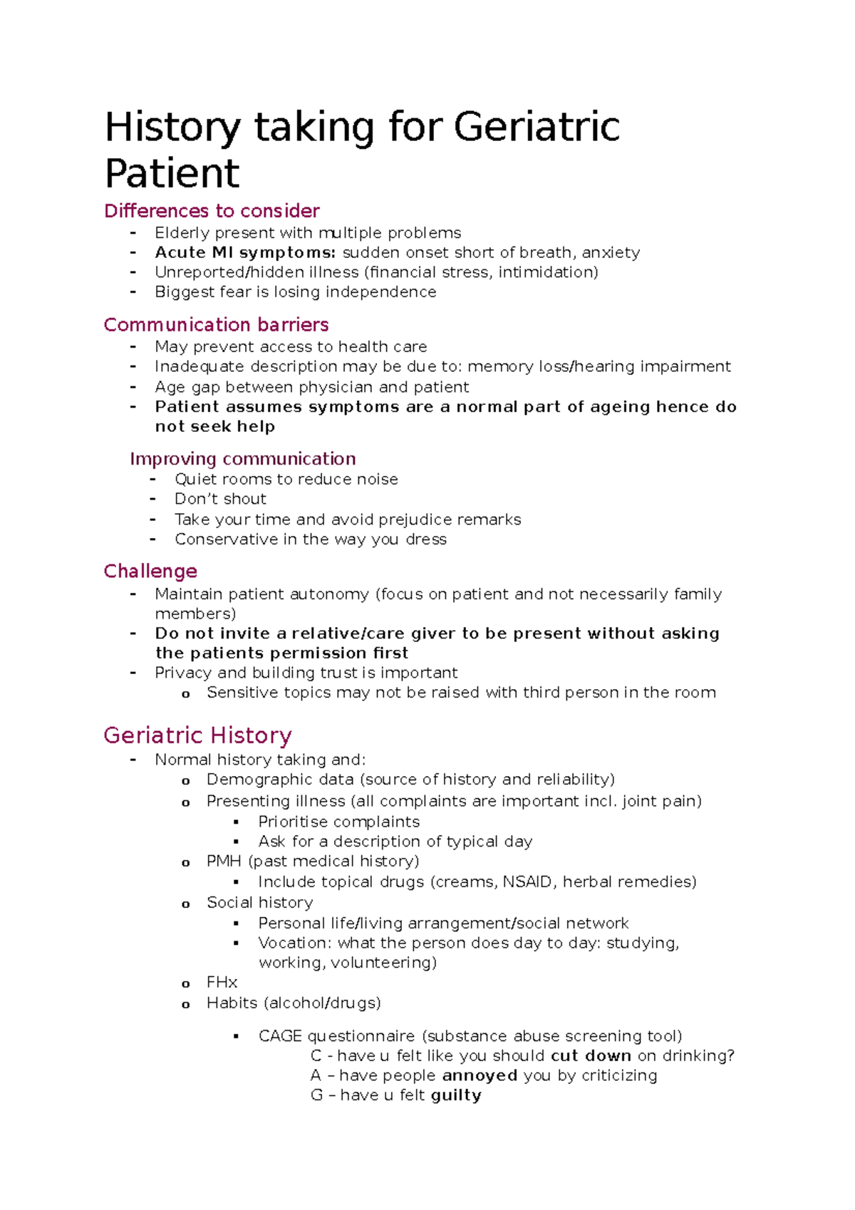 3. History taking for Geriatric Patient - History taking for Geriatric ...