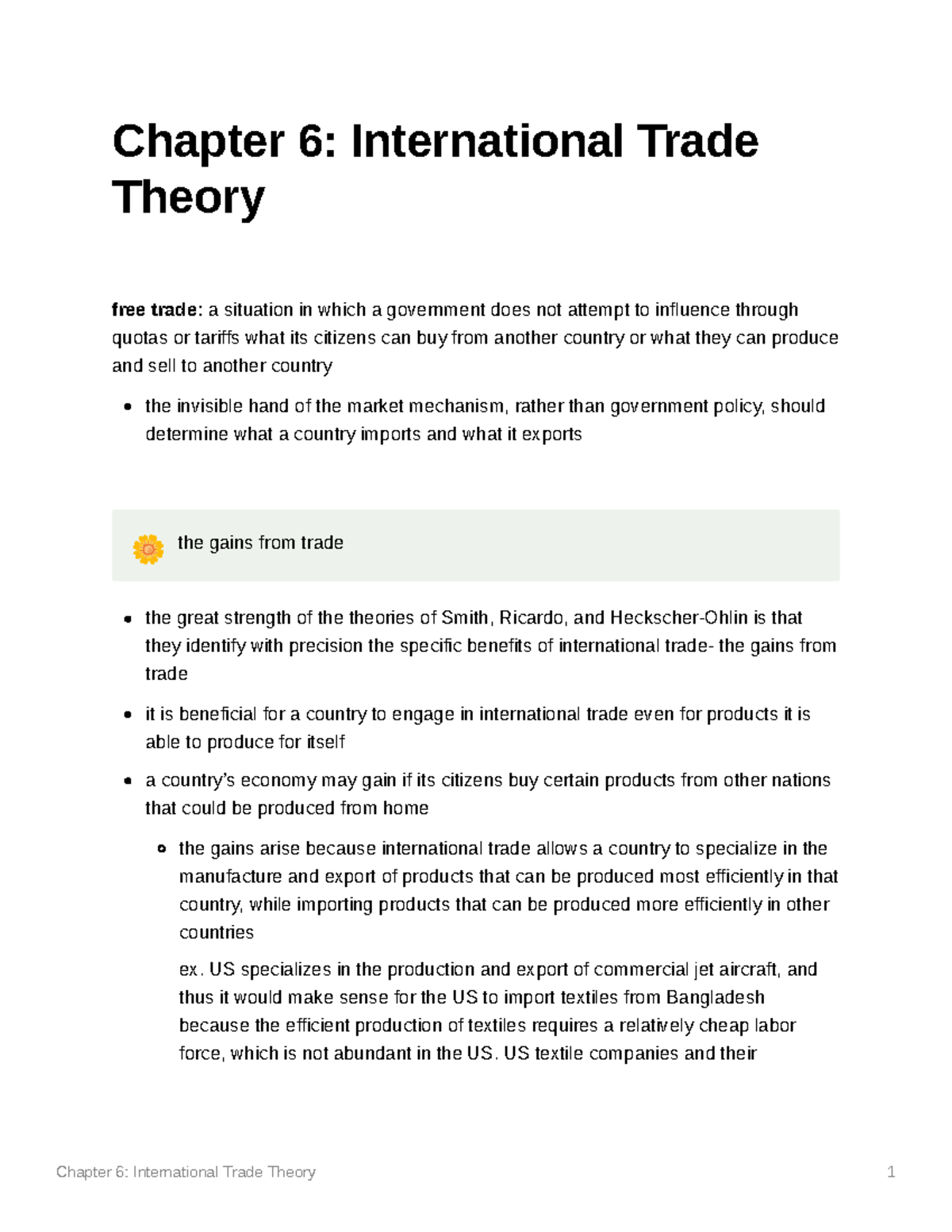 Chapter 6- International Trade Theory Notes - Chapter 6: International ...