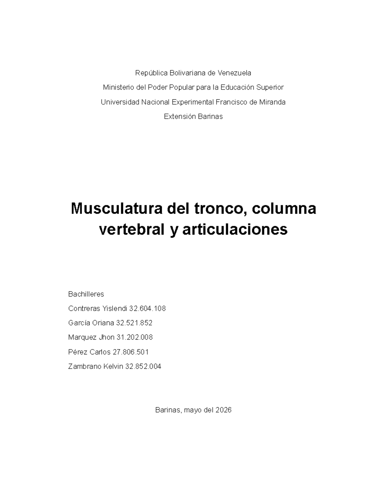 Musculatura del Tronco y Columna Vertebral - Estudio 2026 - Studocu