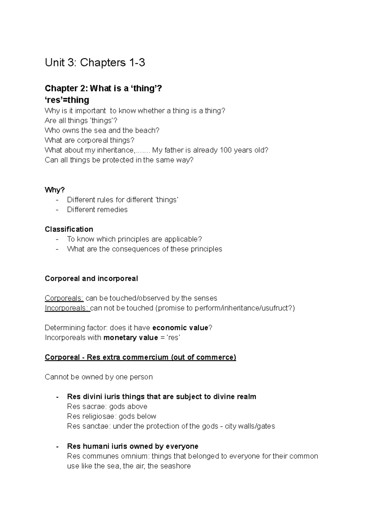 ROM 120 Tutorial 3: Understanding Corporeal and Incorporeal Things - Studocu