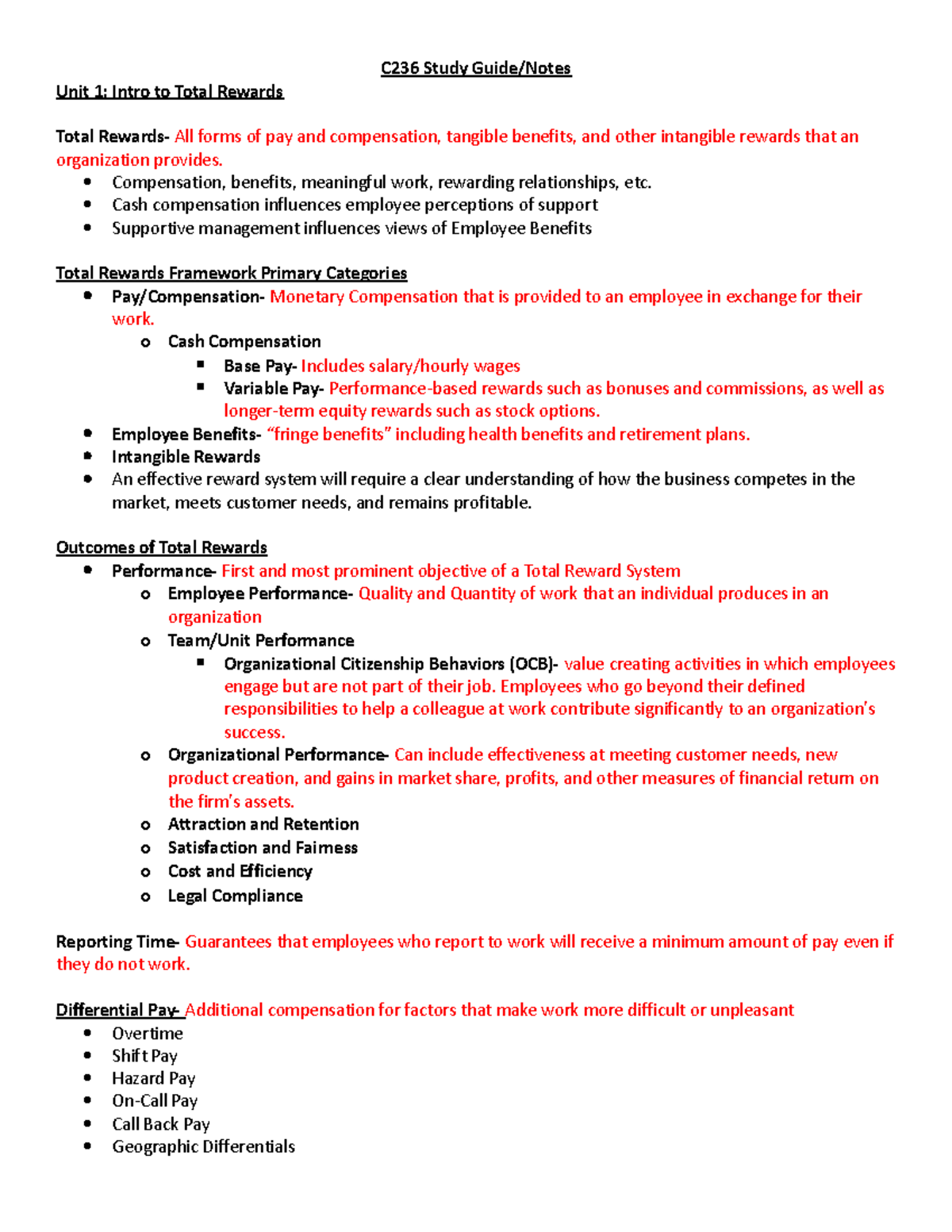 C236 Study Guide - C236 Study Guide/Notes Unit 1: Intro to Total ...