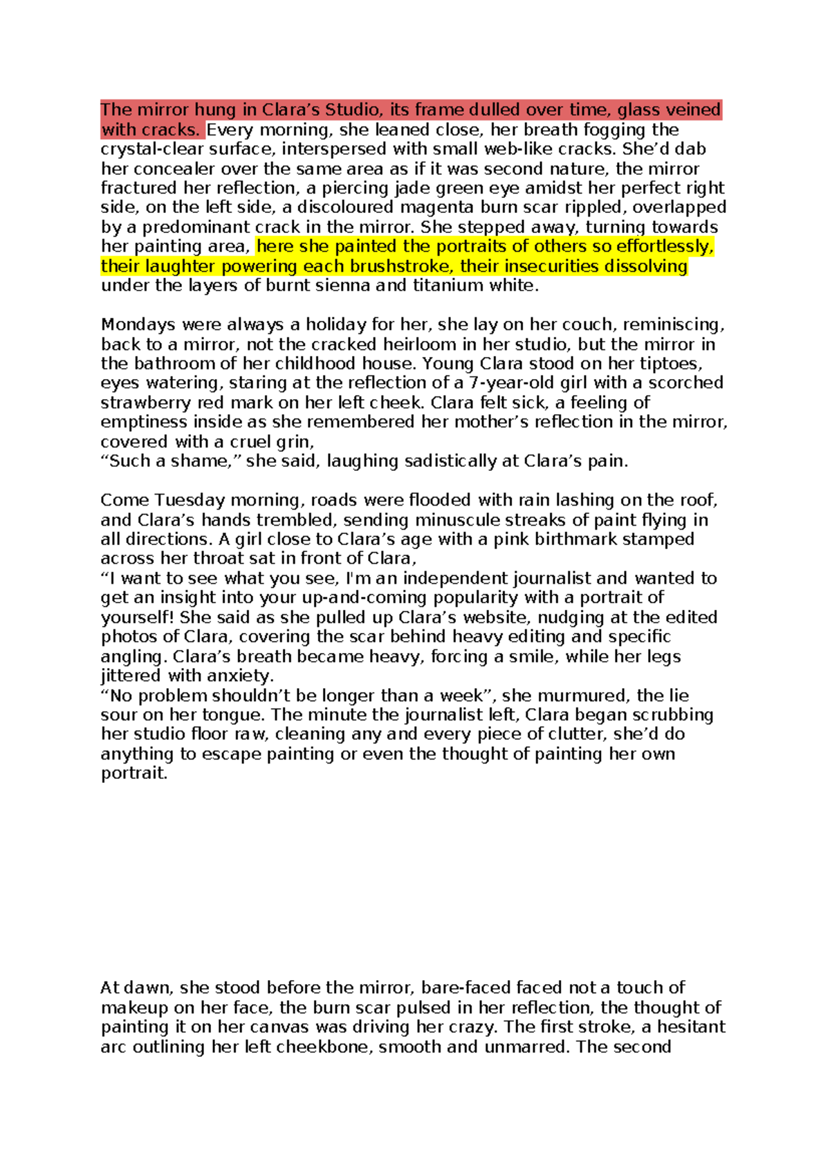 Creative Draft 4: Exploring Identity Through Reflection - Annotations ...