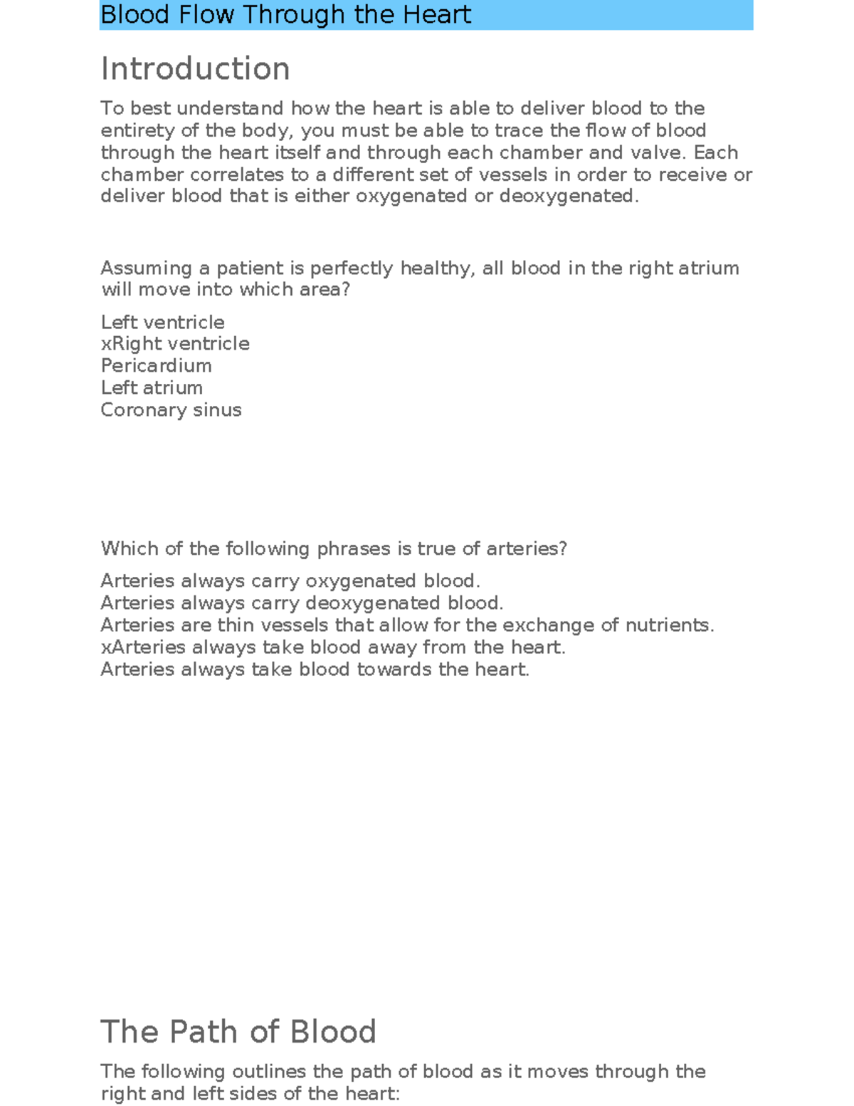 Blood Flow Through the Heart: Mechanism and Pathway Explained - Studocu