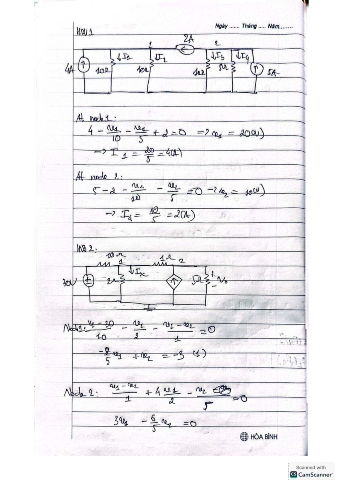 HWI 2A Homework Solutions: Node Analysis and Mesh Methods - Studocu