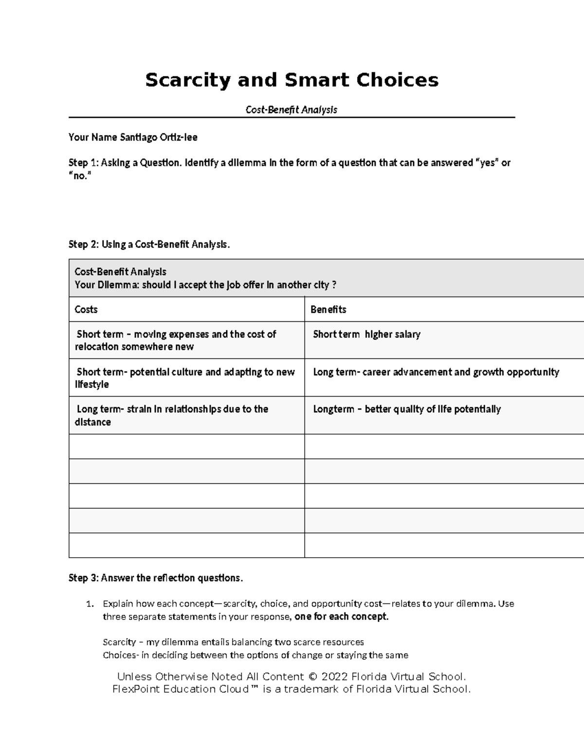 Scarcity and smart choices template - Scarcity and Smart Choices Cost ...
