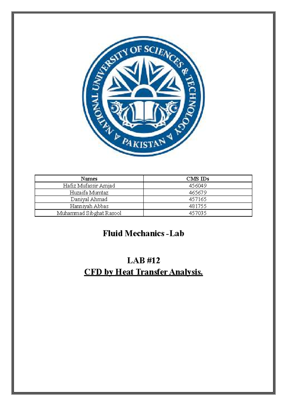 CFD LAB Report 3: Heat Transfer Analysis in Fluid Mechanics - Studocu
