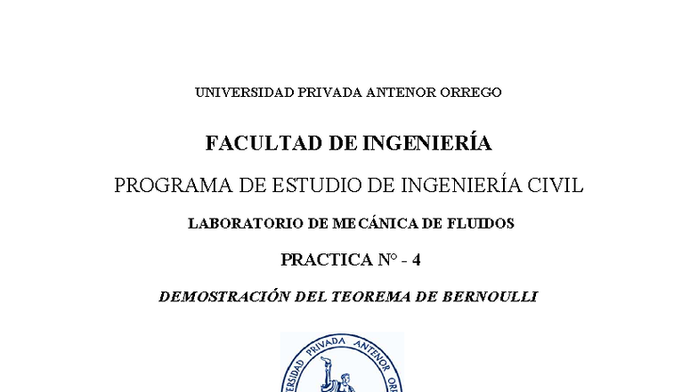 Informe 04 - Práctica de Laboratorio: Teorema de Bernoulli en Fluidos ...