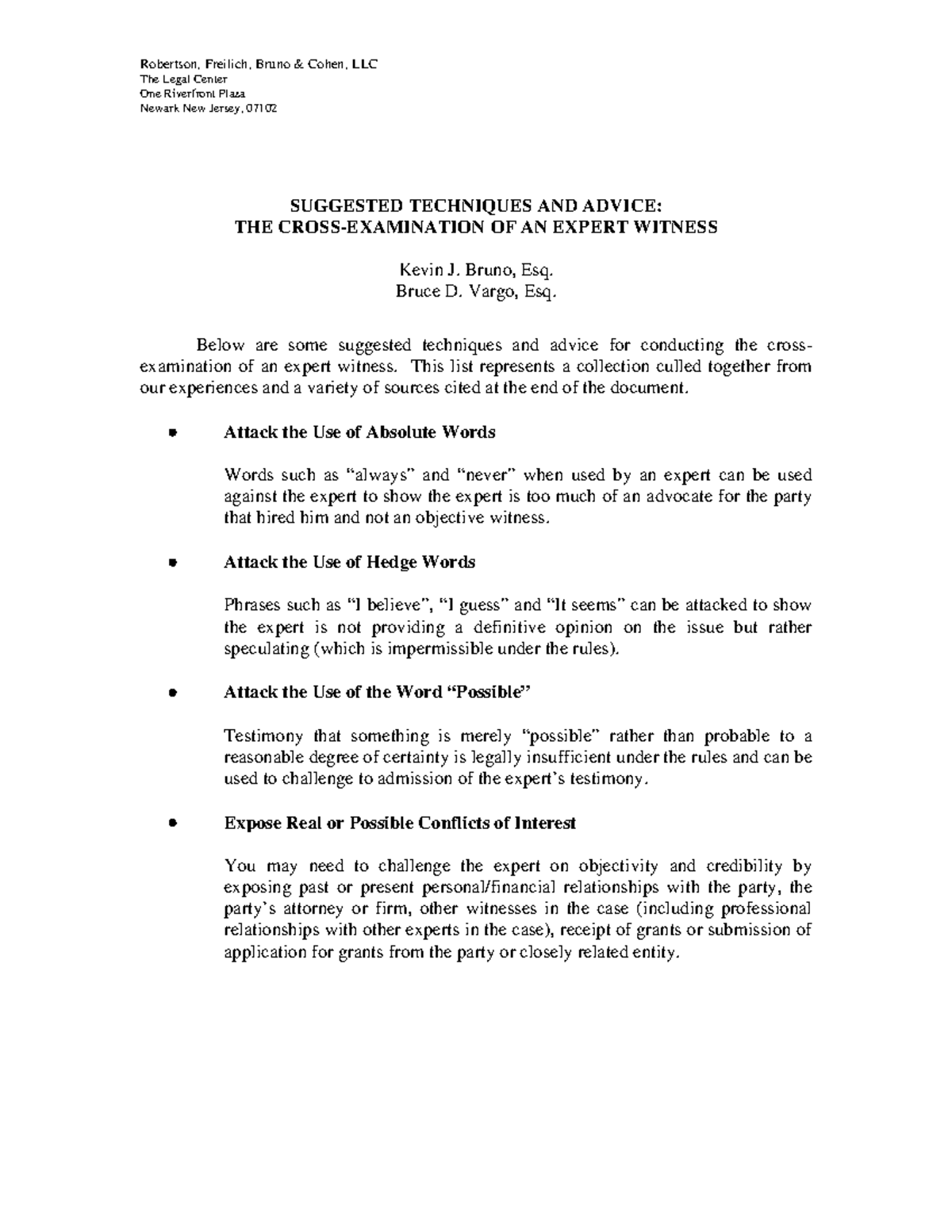 Cross-Examination Techniques for Expert Witnesses: A Guide - Studocu