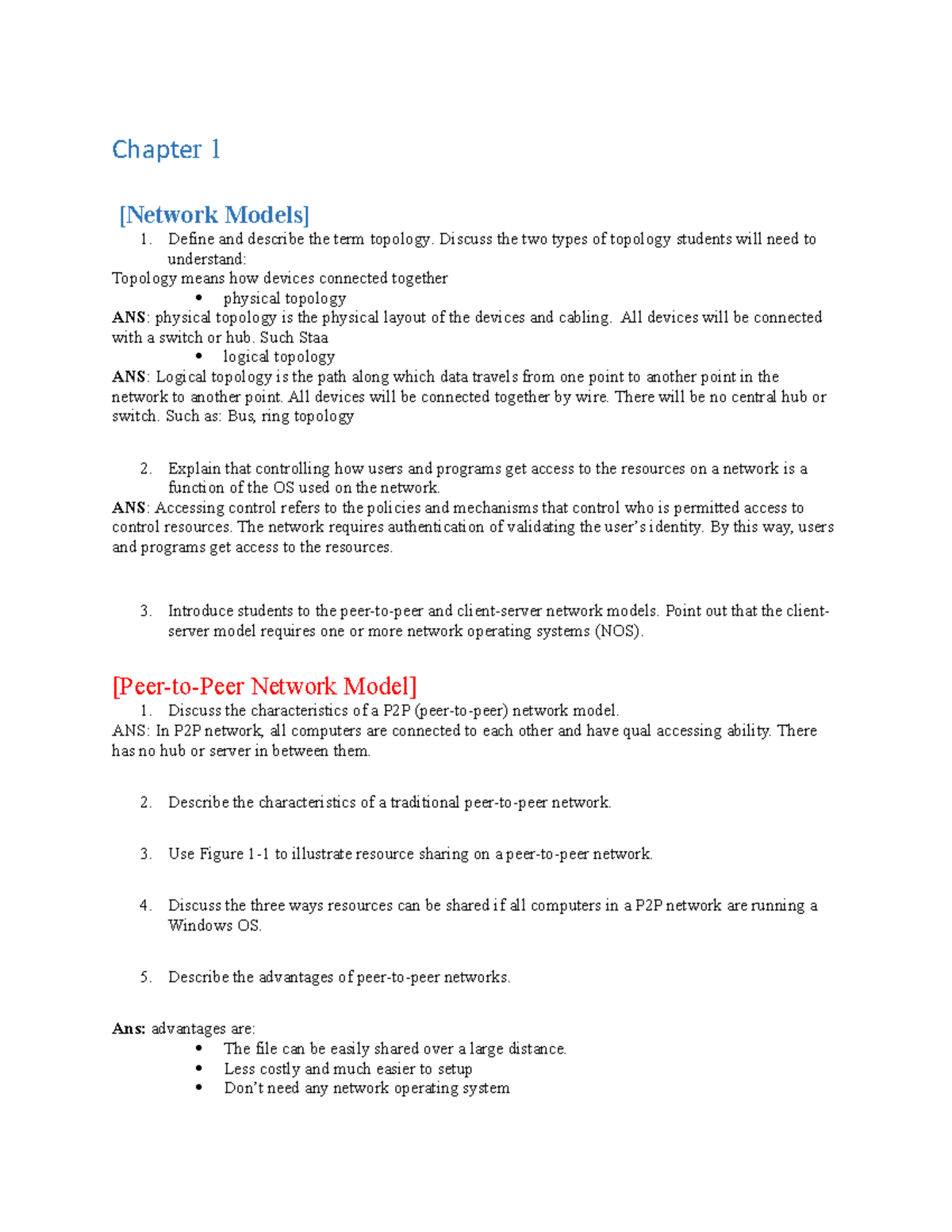Chapter 1 Summary ans - Network+ Guide to Networks - Chapter 1 [Network ...
