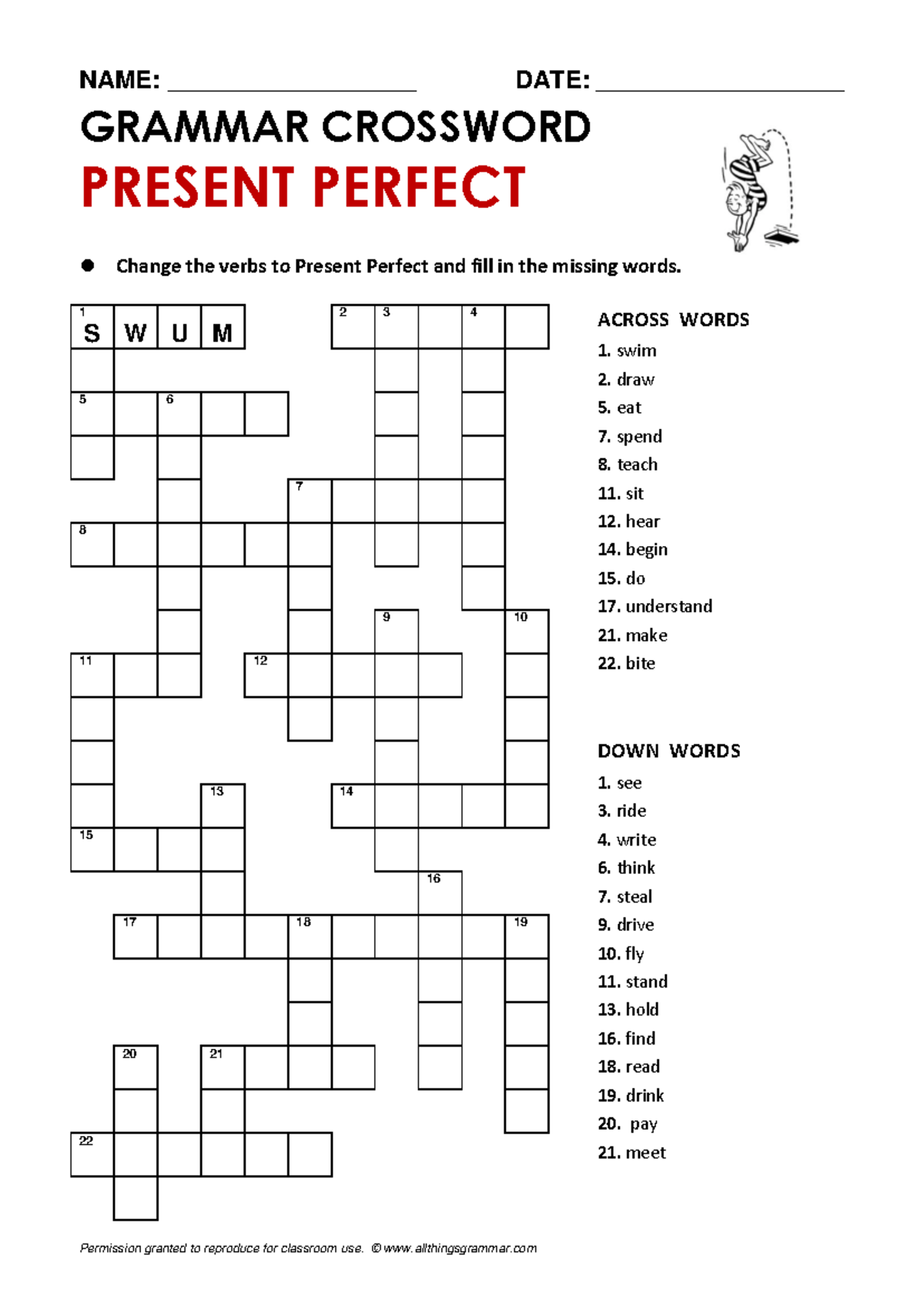 Crossword 1 - Present Perfect Grammar Exercise - Studocu