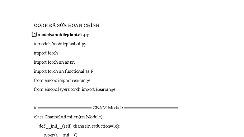 Code Fixed for MobilePlantViT XAI - CS101 Final Project - Studocu