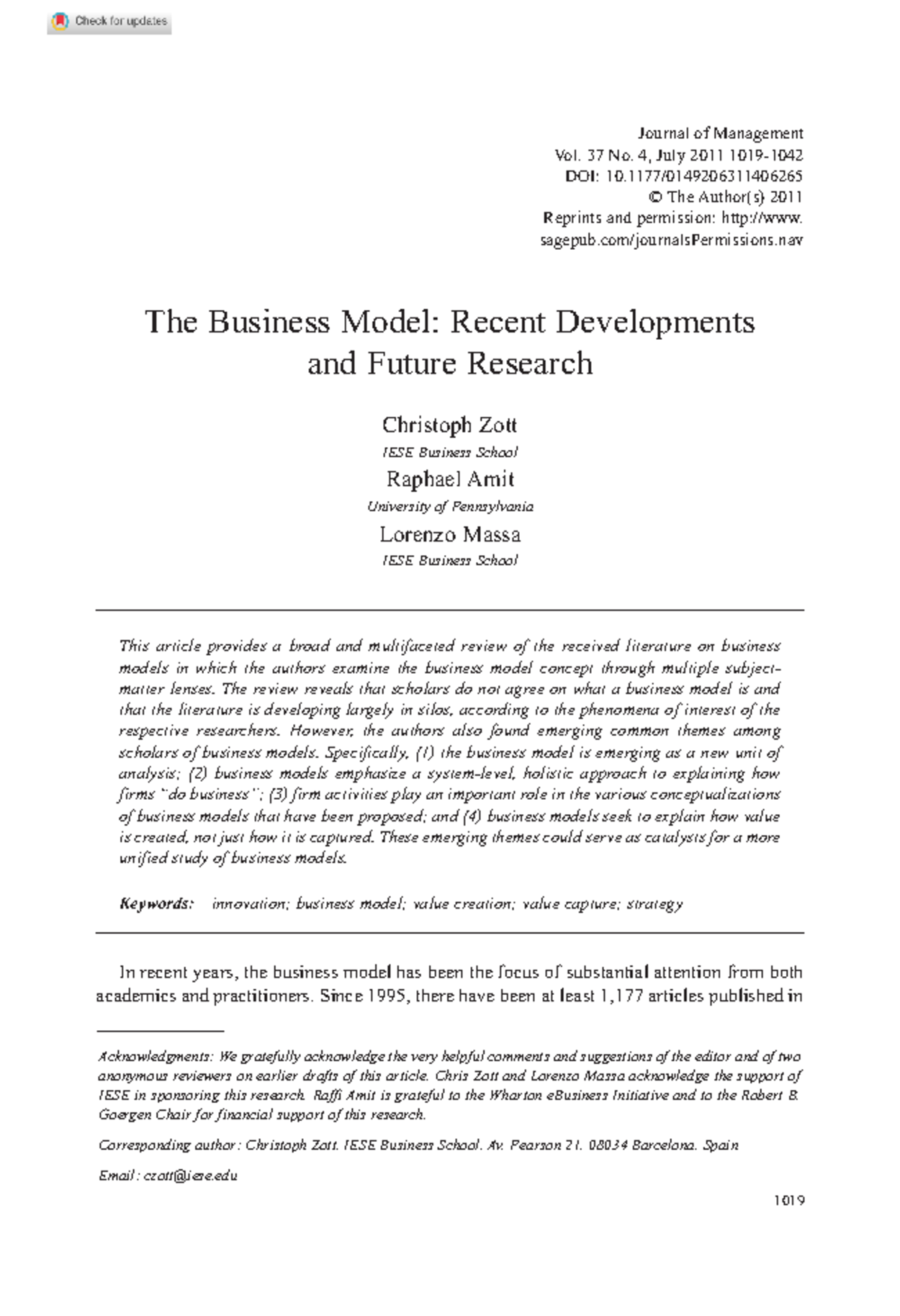 5. Business Model Insights: Recent Developments & Future Research - Studocu