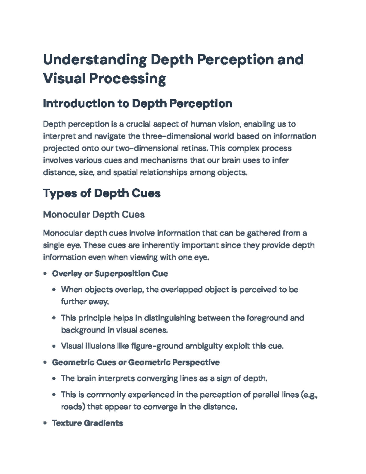 Understanding Depth Perception and Visual Processing in Psychology ...