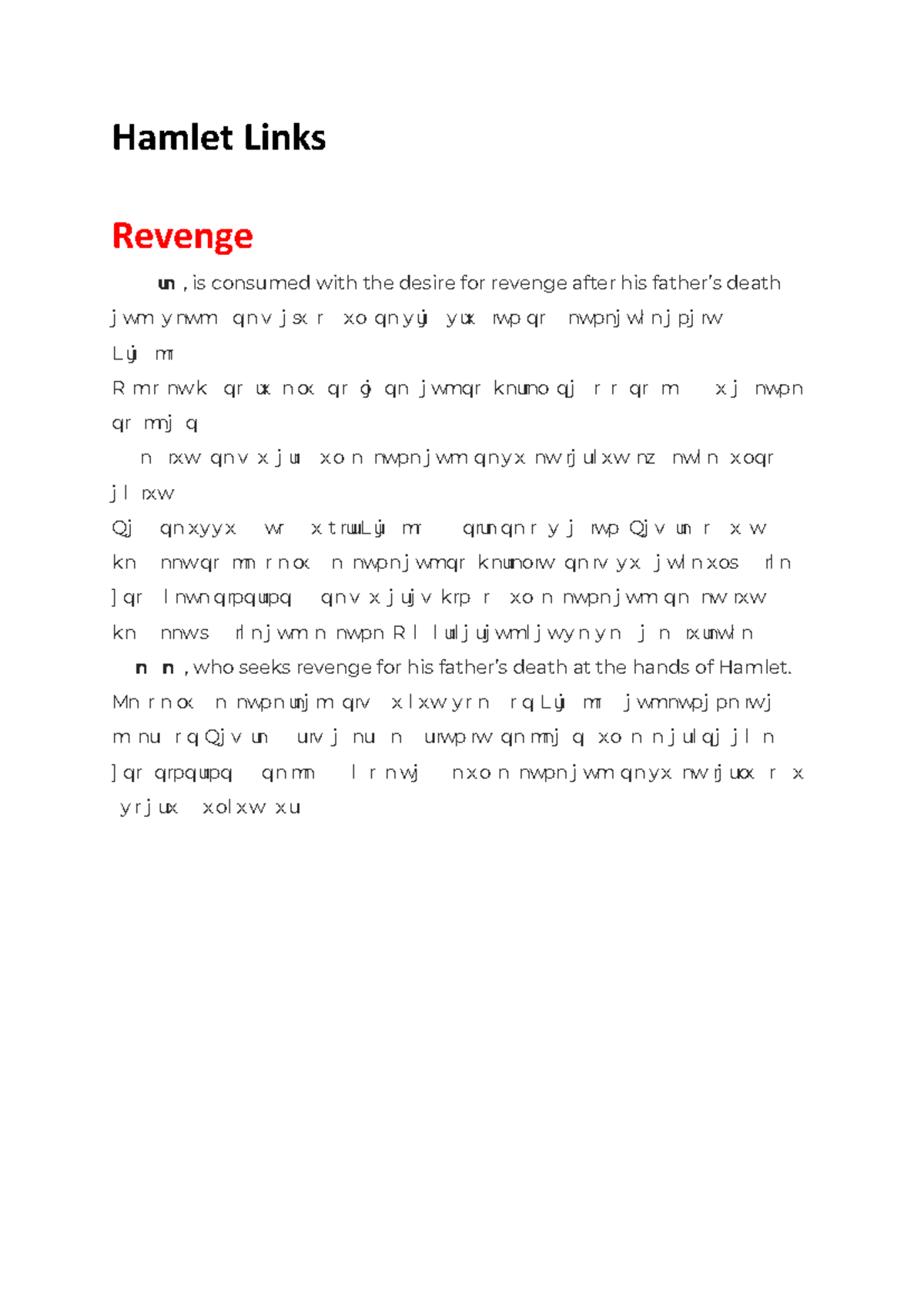 Hamlet (ENG 101) Final Exam Notes: Themes of Revenge and Inaction - Studocu