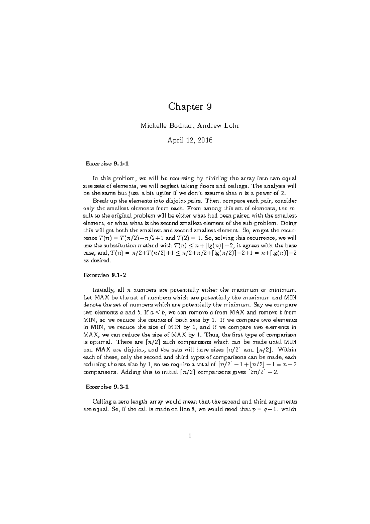 Ch9 - correction of Introduction to Algorithms - Chapter 9 Michelle ...