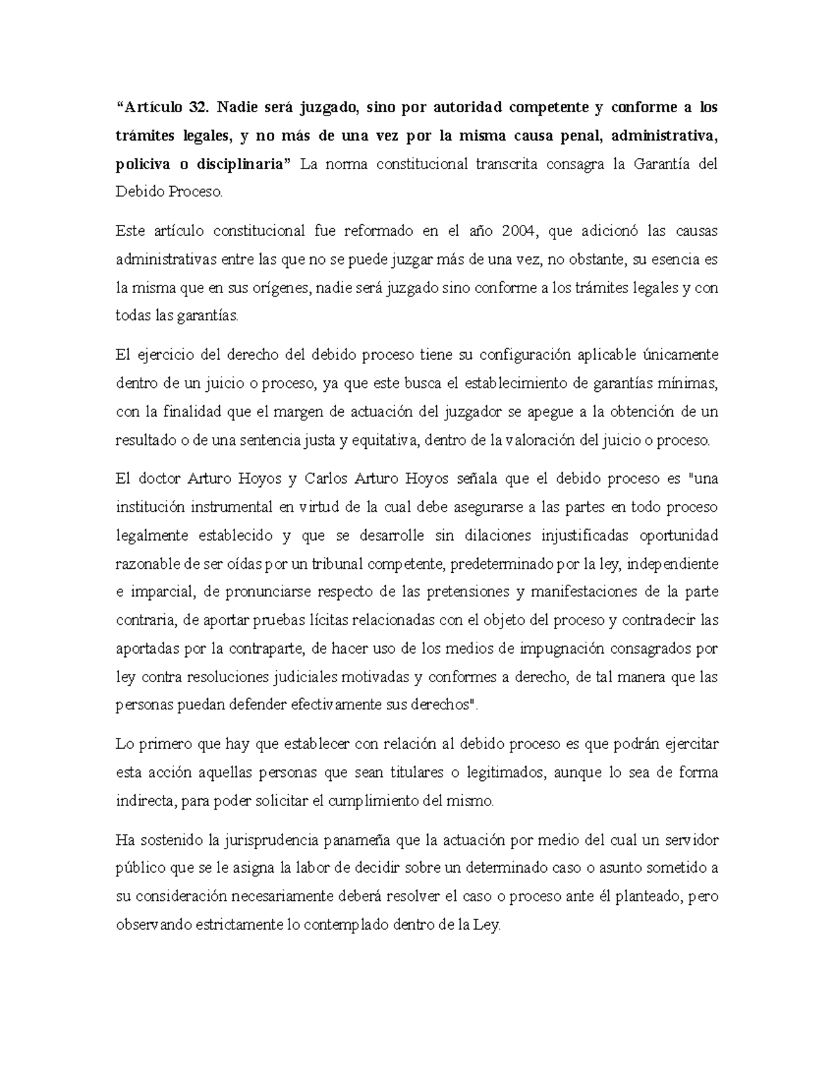 Análisis del Artículo 32 sobre el Derecho al Debido Proceso en Panamá ...