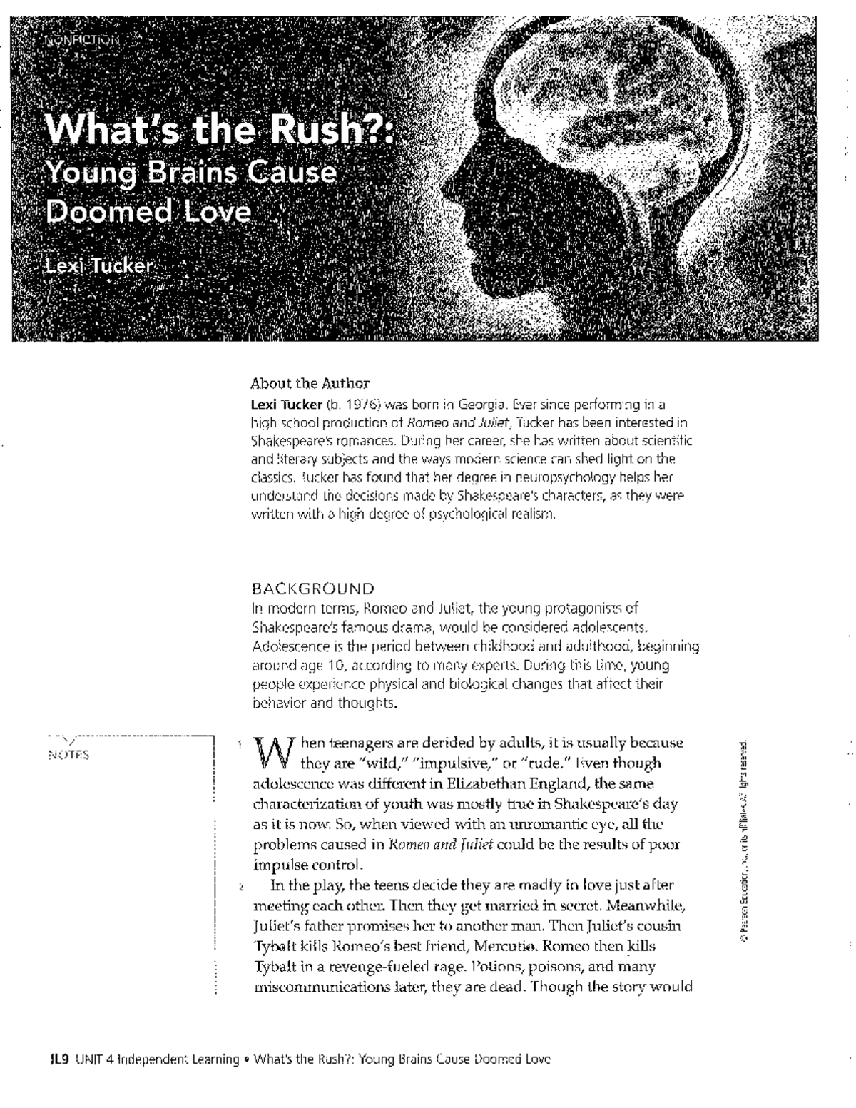 “What’s the Rush: Young Brains Cause Doomed Love” - NONFICTION the Rush ...