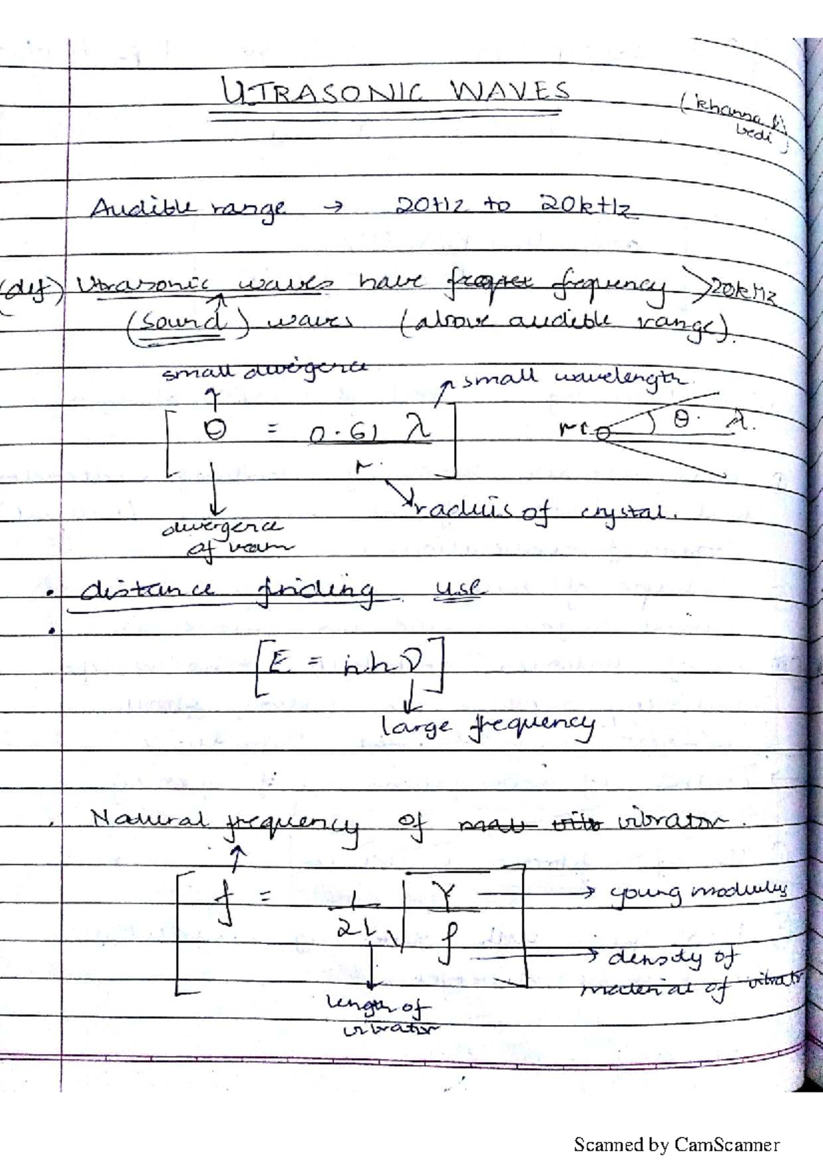 Ultrasonic Waves - Notes (Course Code: 20H12) - Studocu