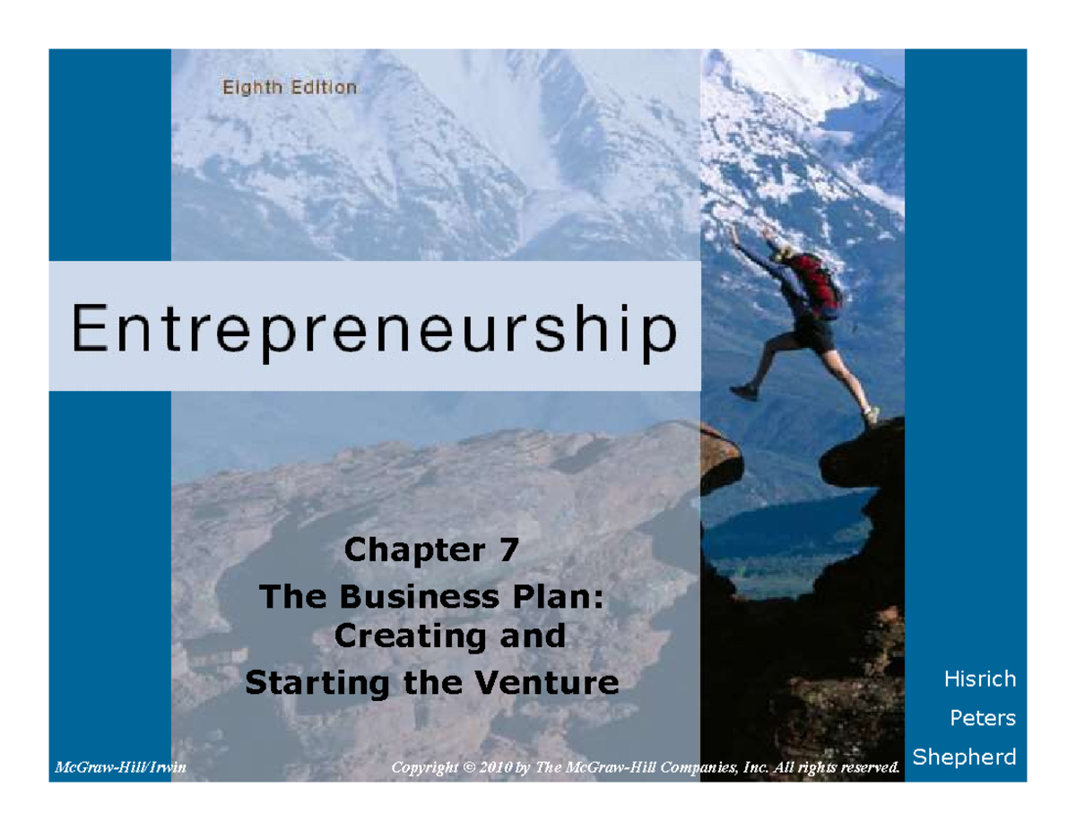 Chapter 7: The Business Plan - Creating & Starting the Venture (SRS2 ...