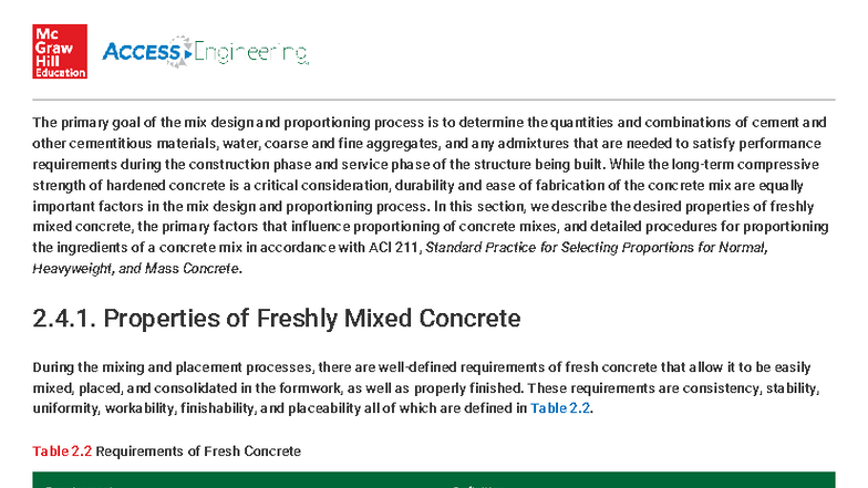 Chapter 2 - Concrete Mixture Design (ACI 211) - Studocu