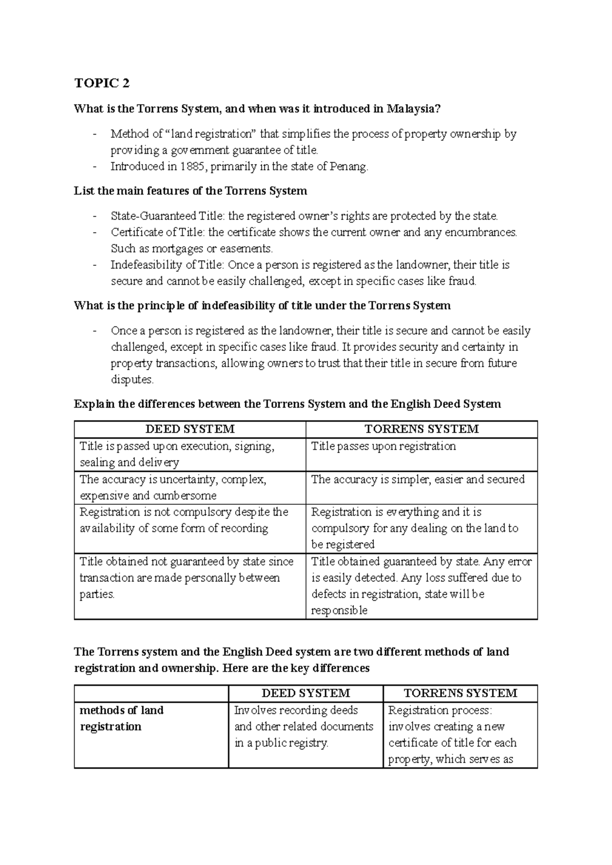 Midterm - Understanding the Torrens System and Customary Land Tenure ...