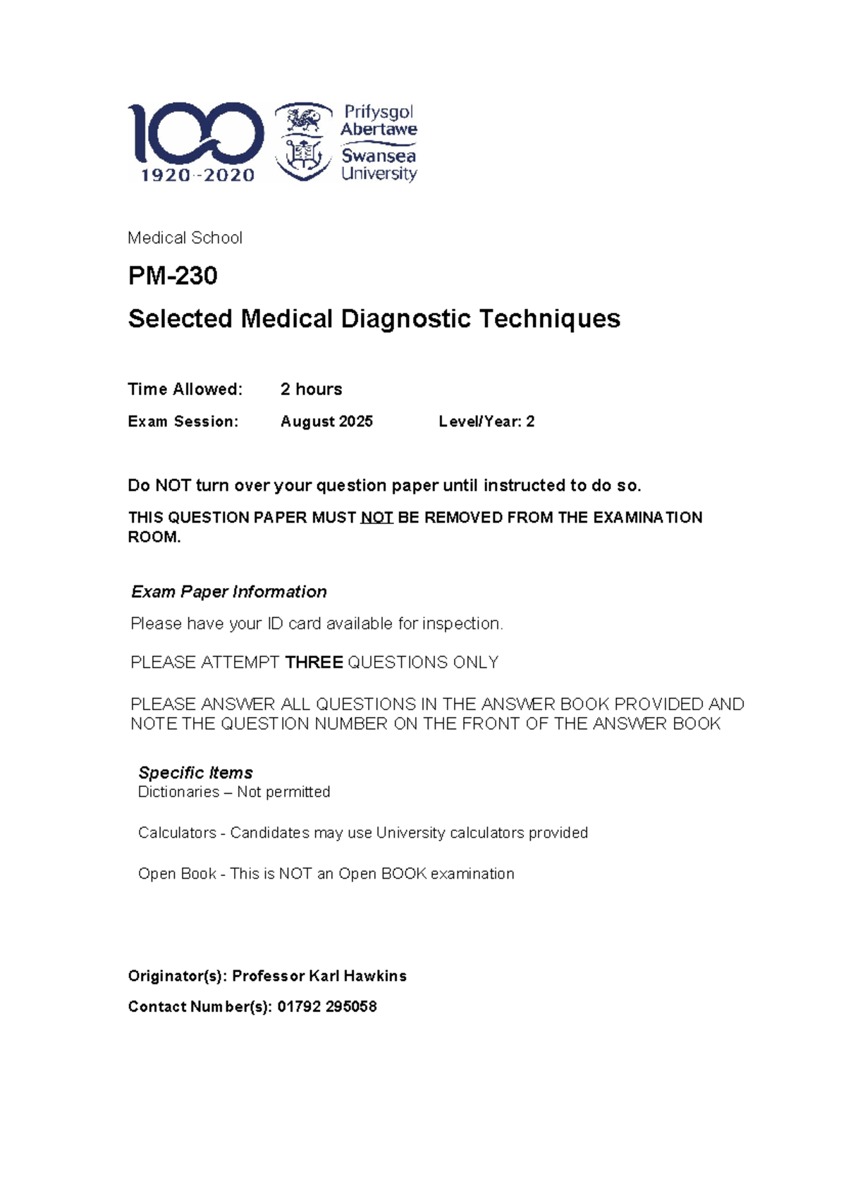 PM-230 Medical School Diagnostic Techniques Exam Questions & Answers ...