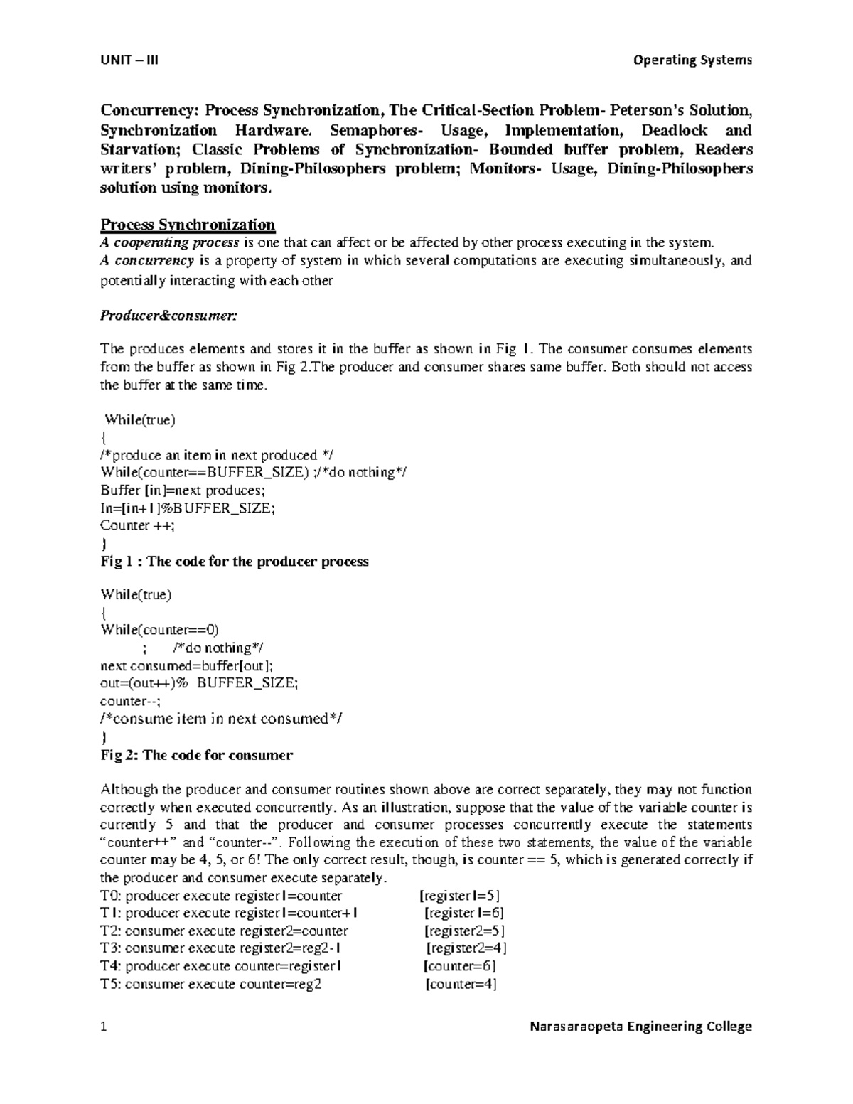 Os UNIT-3 Synchronization Notes: Process Control & Deadlock Solutions ...