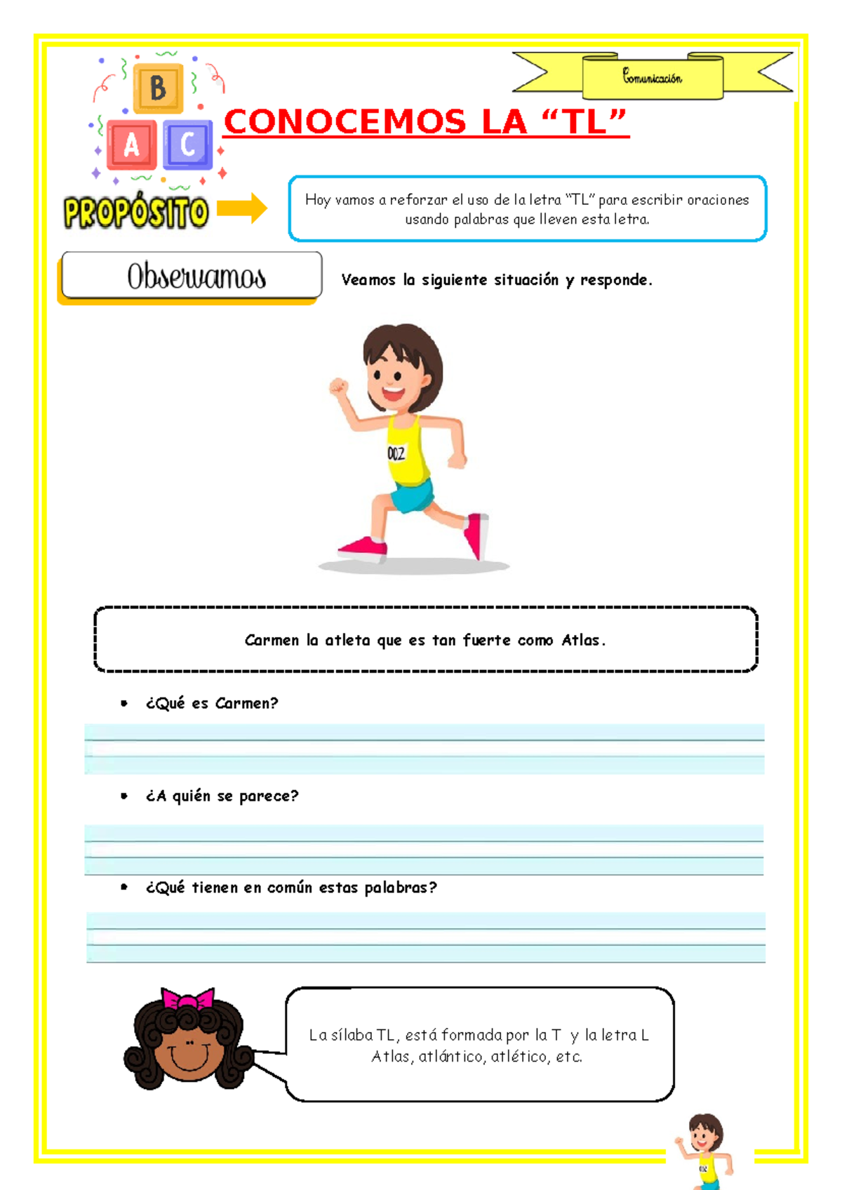 Ejercicios de escritura con la letra "TL" - 10 Ficha Trabadas TL - Studocu