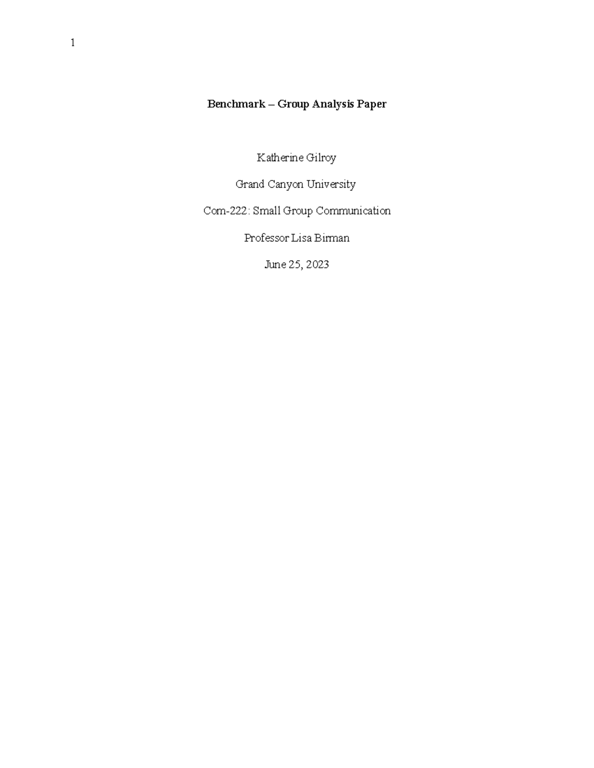 Benchmark - Group Analysis Paper - Benchmark – Group Analysis Paper ...