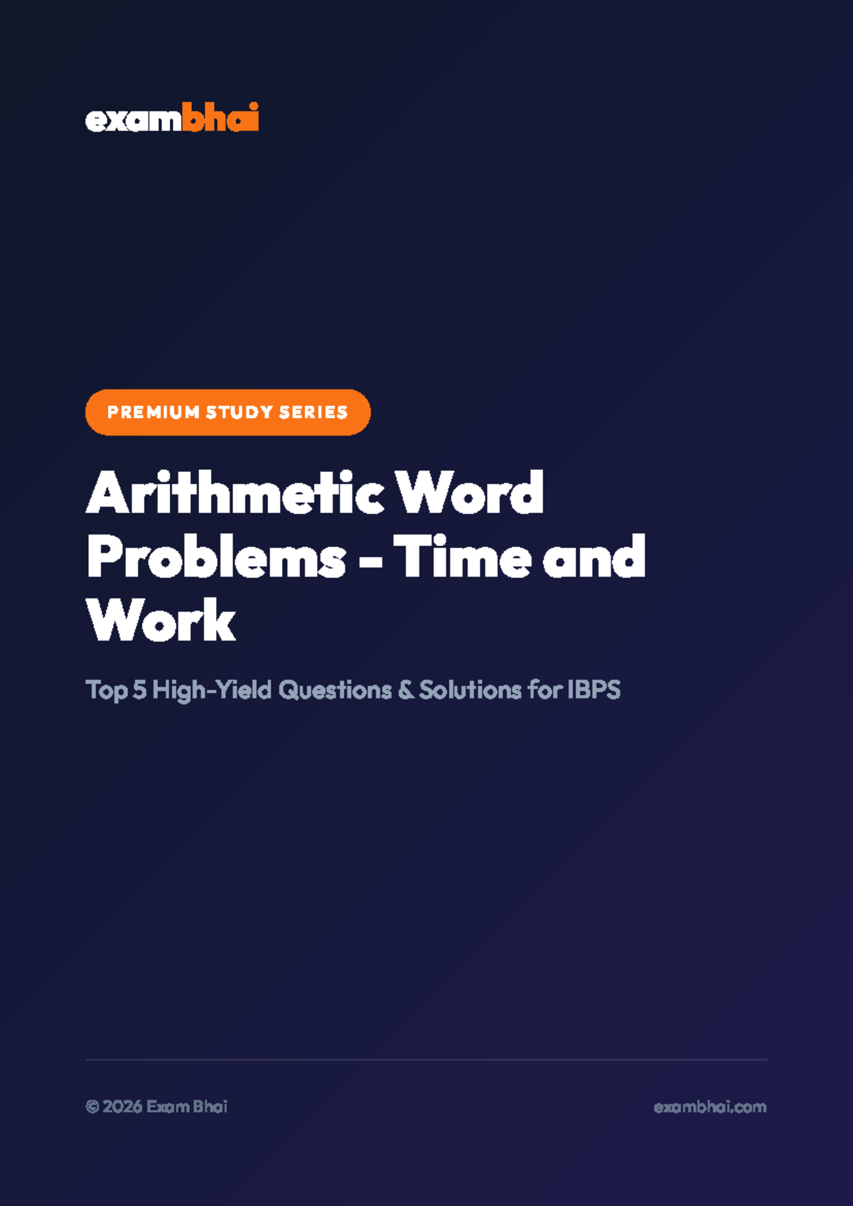 Exambhai IBPS Arithmetic Word Problems: Time & Work Solutions - Studocu