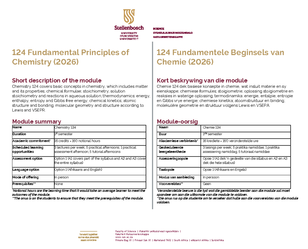 Chemistry 124: Fundamental Principles Overview (2026) - Studocu