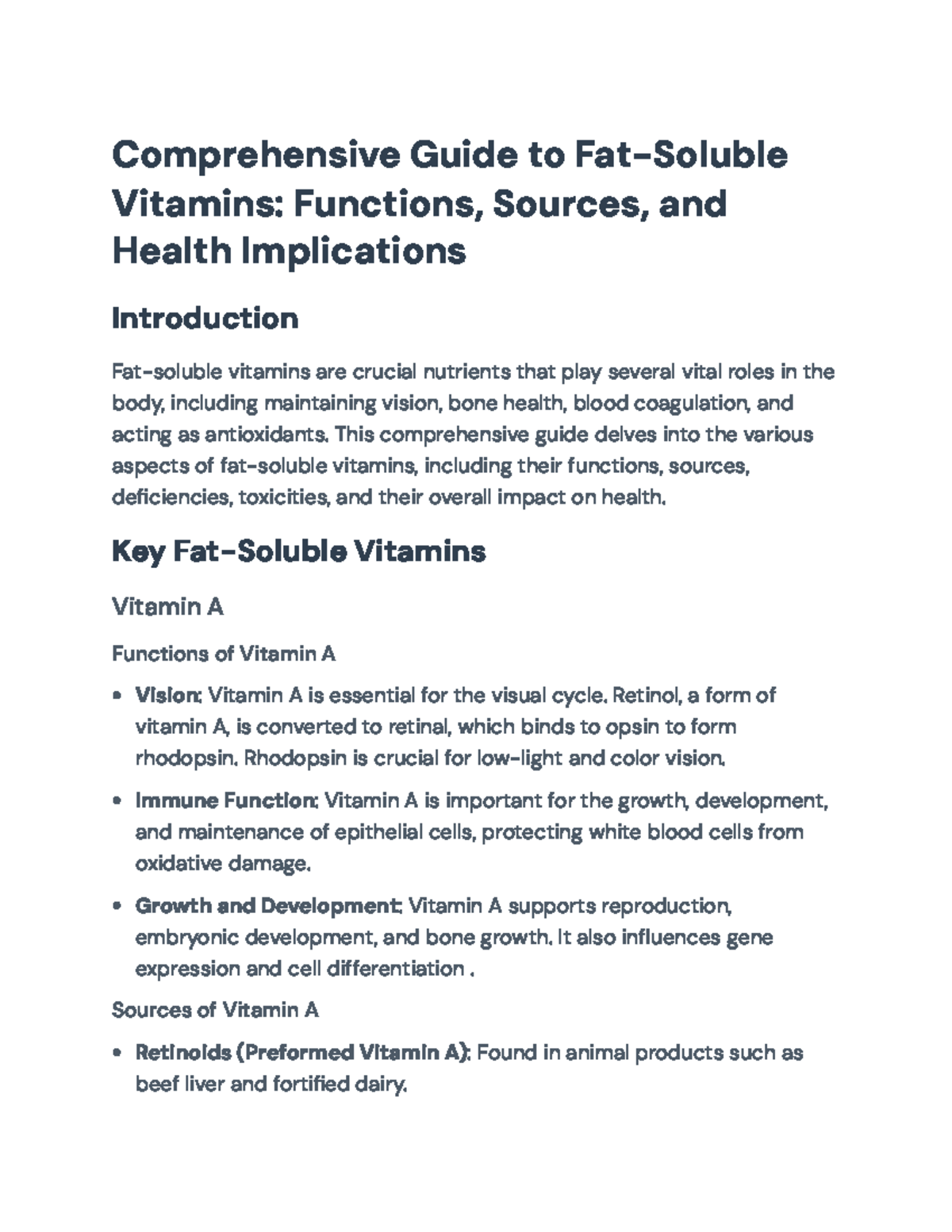 Comprehensive Guide to Fat-Soluble Vitamins: Functions and Sources ...