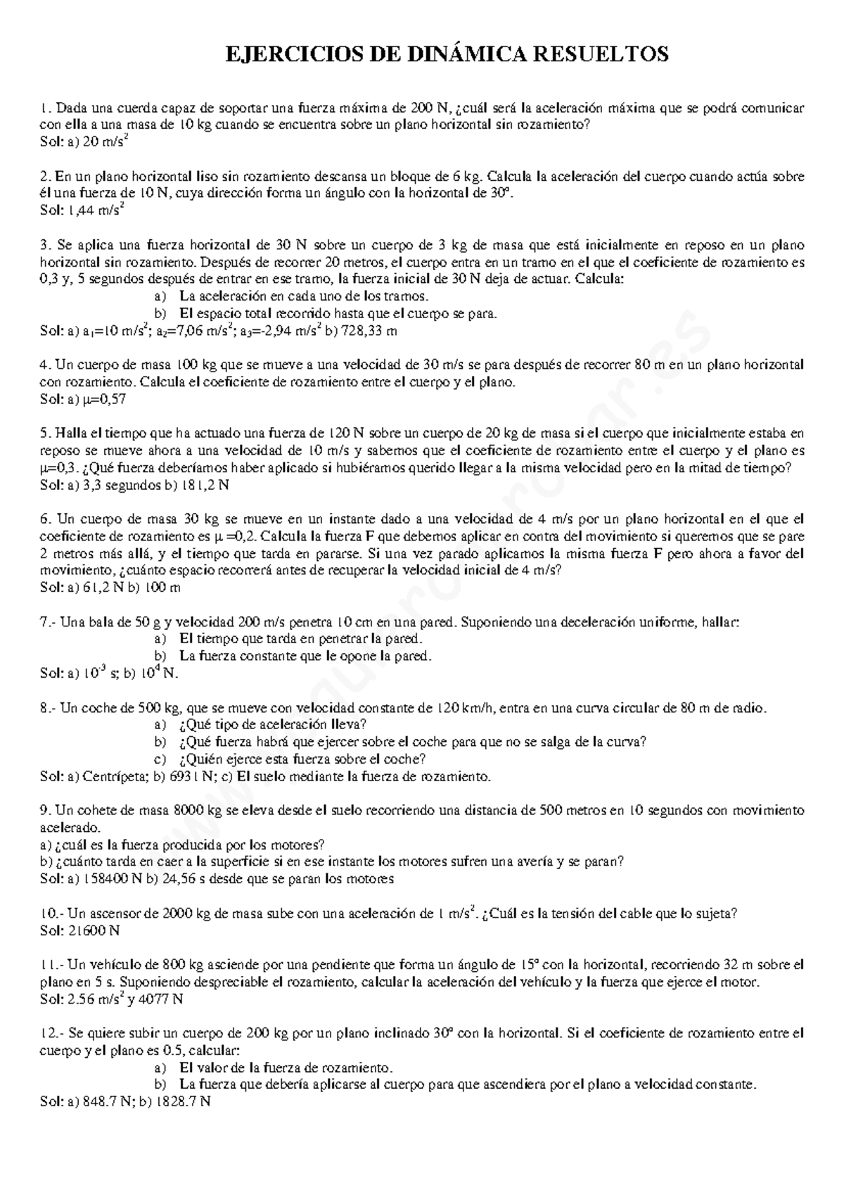 Ejercicios Resueltos de Dinámica - Cód. FIS 101 - Studocu