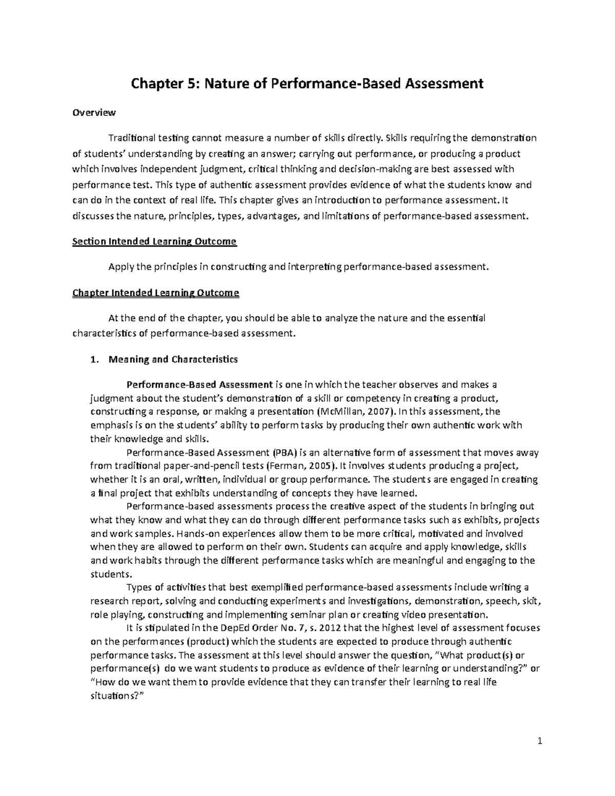 Performance-Based Assessment: Characteristics, Types, and Challenges ...
