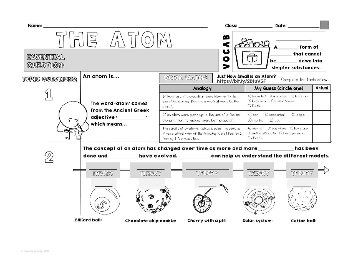 Atoms and the Periodic Table: Essential Vocabulary & Questions - Studocu