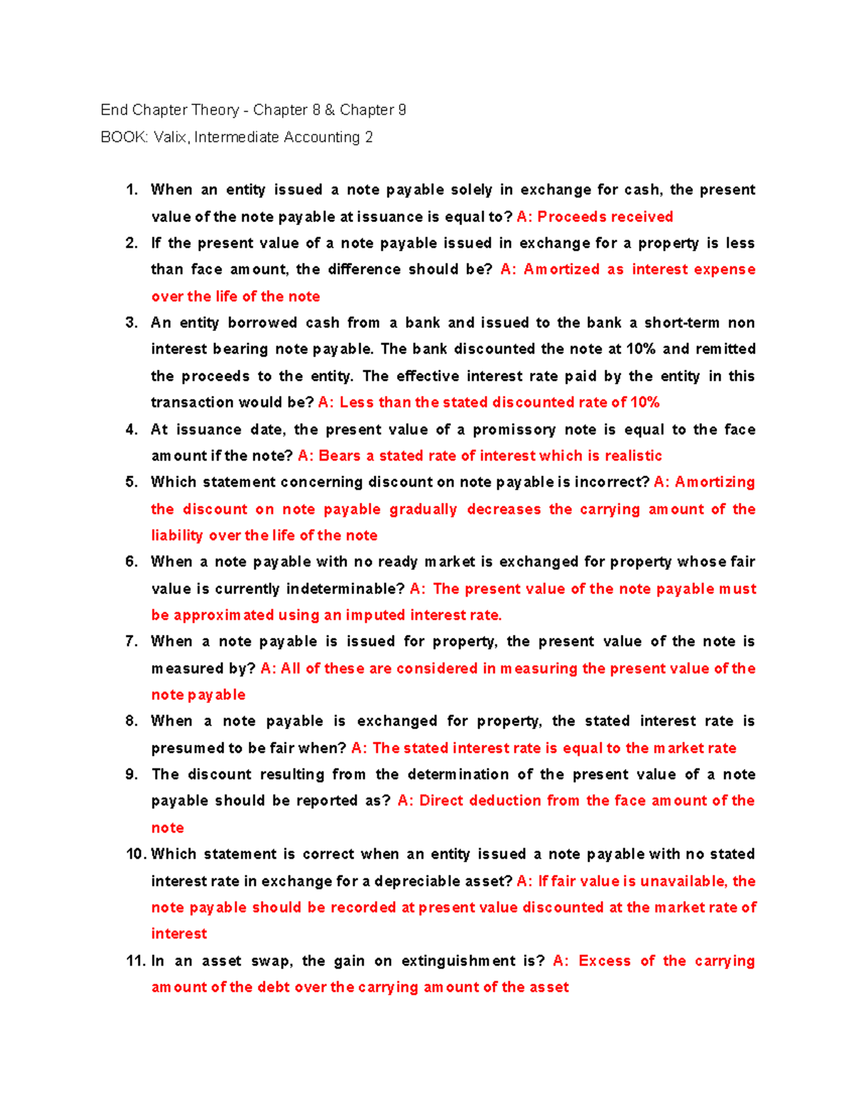 End Chapter Theory - Intermediate Accounting 2 (Ch. 8 & 9) - Studocu
