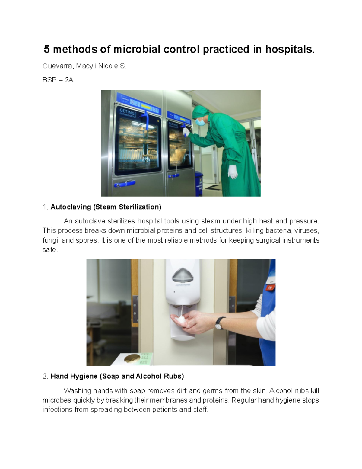 Microbial Control Methods in Hospitals: BSP 2A Overview - Studocu